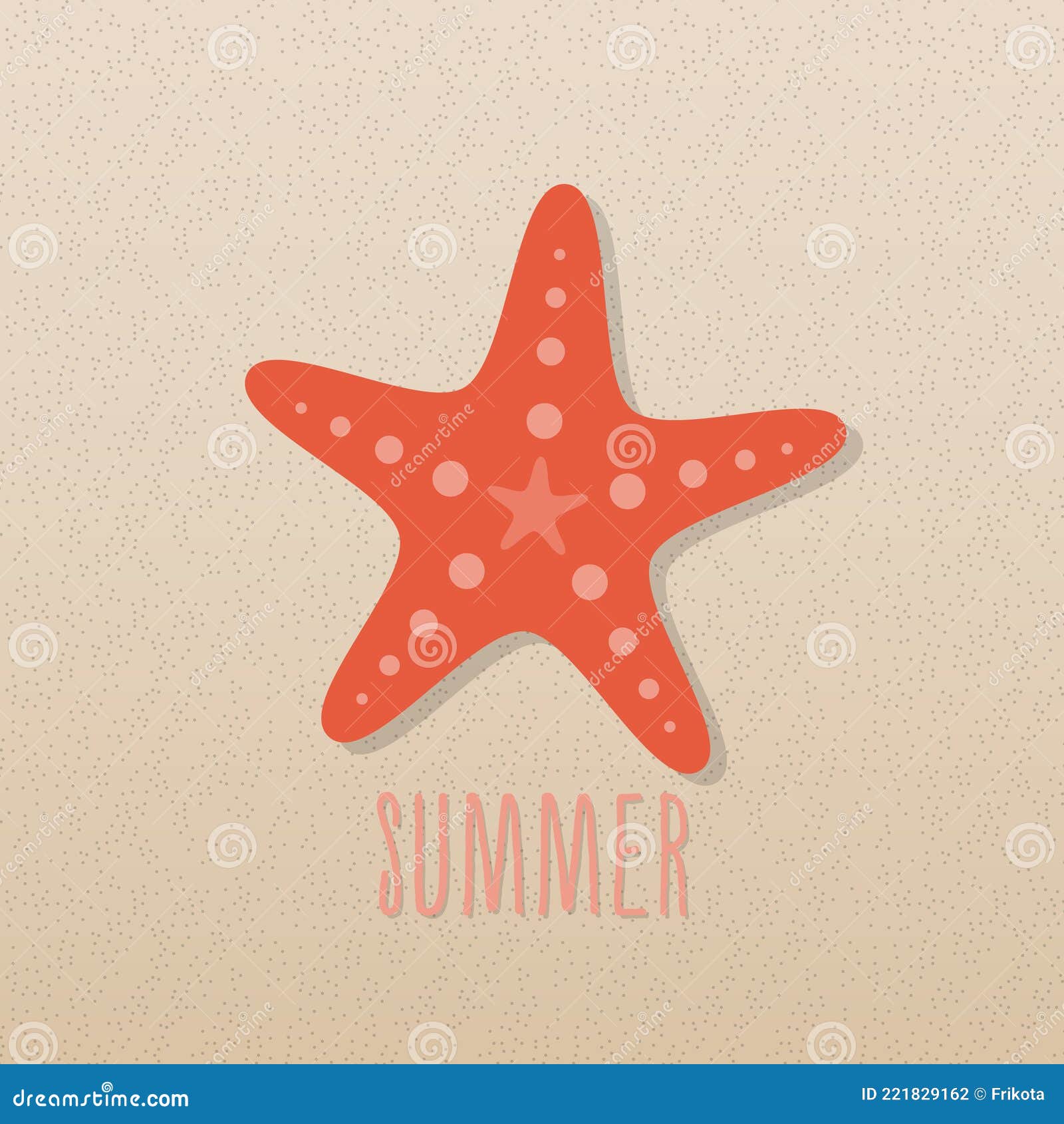 Coral Star on the Beach Sand. Vector Illustration, Flat Design Stock ...