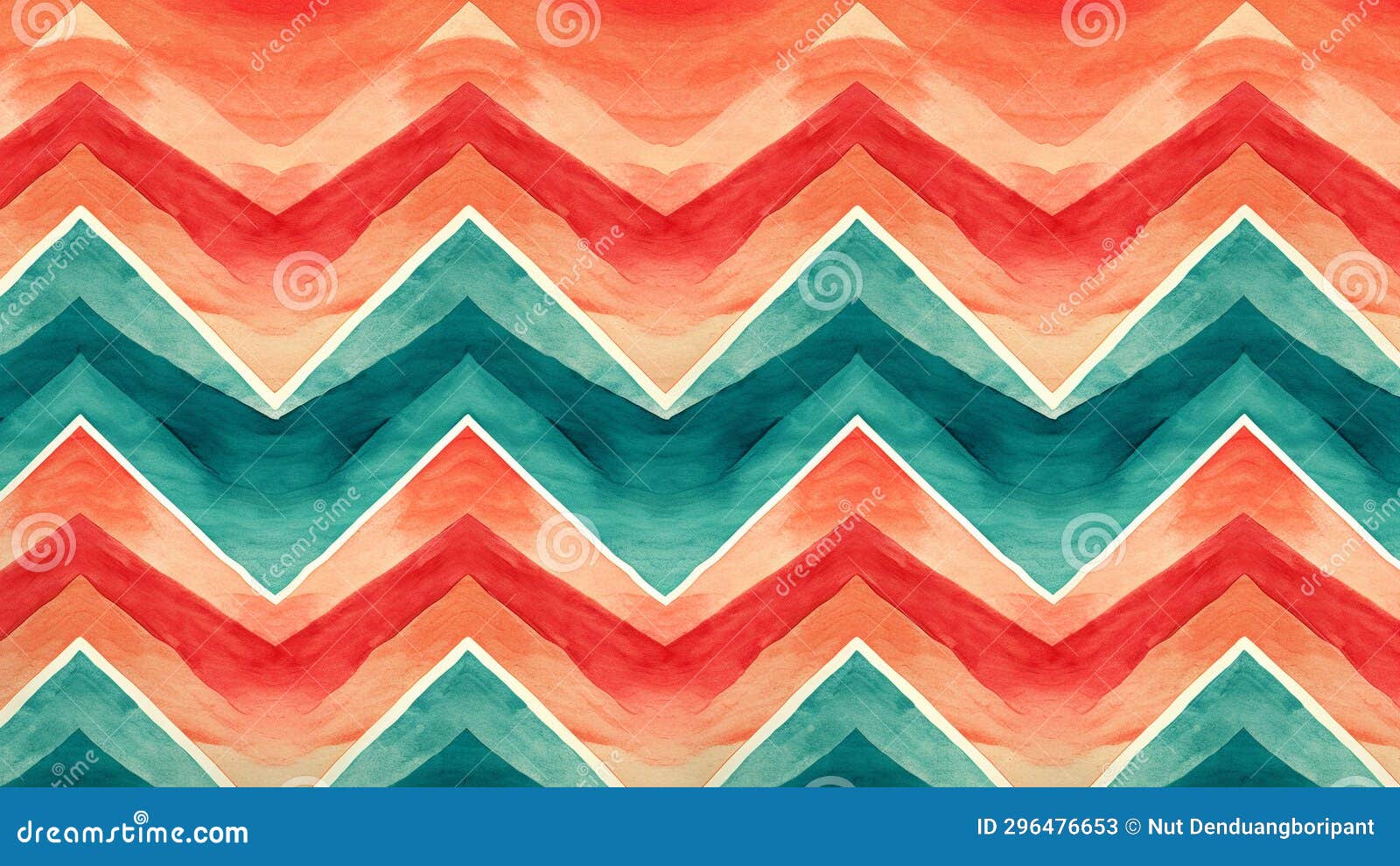 Coral and Turquoise Chevron Zigzag Abstract Pattern Vibrant Stock Image ...