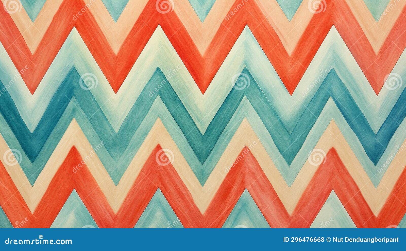 Coral and Turquoise Chevron Zigzag Abstract Pattern Vibrant Stock ...