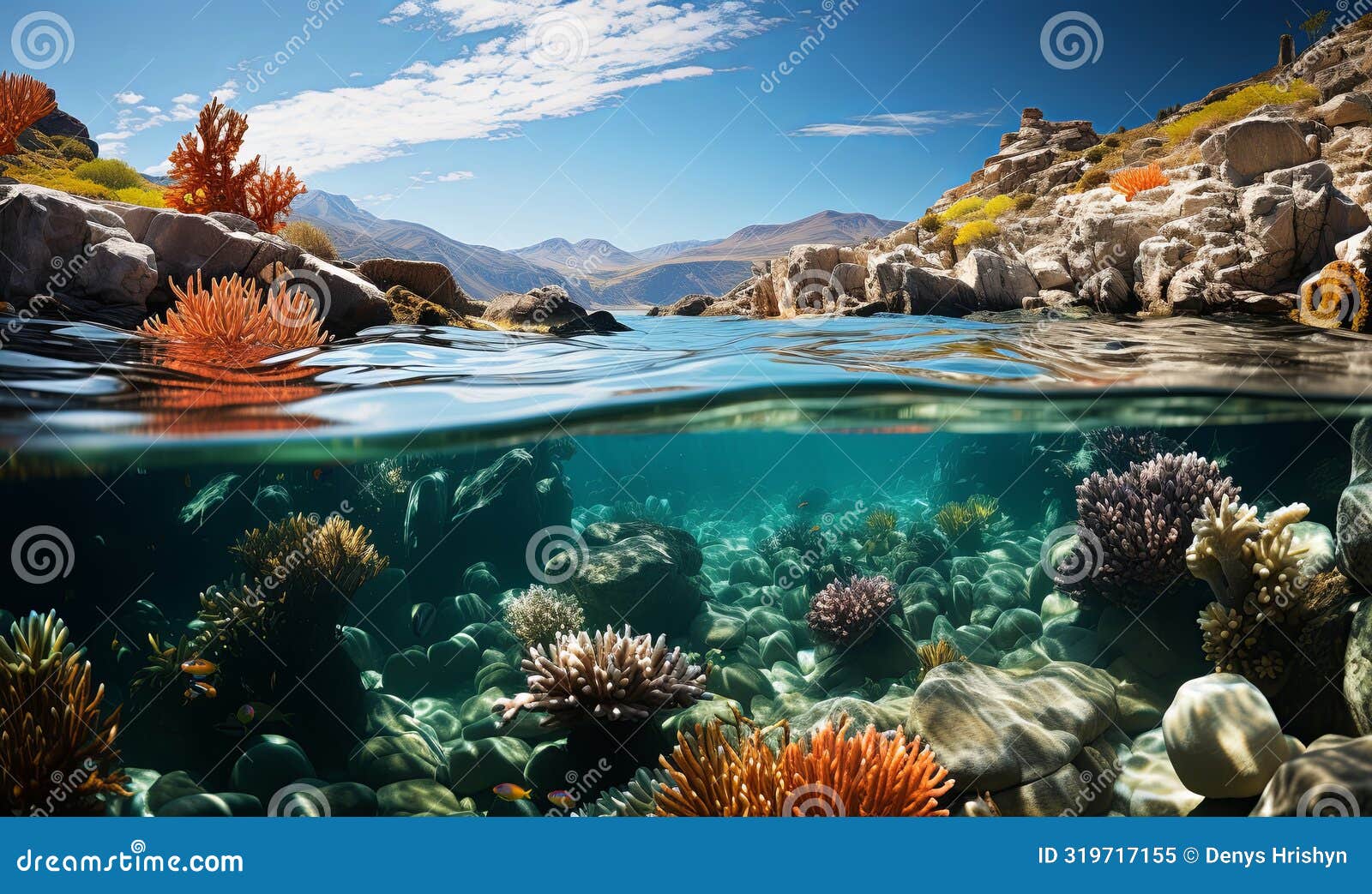 Underwater View of Corals and Rocks in Ocean Stock Image - Image of ...