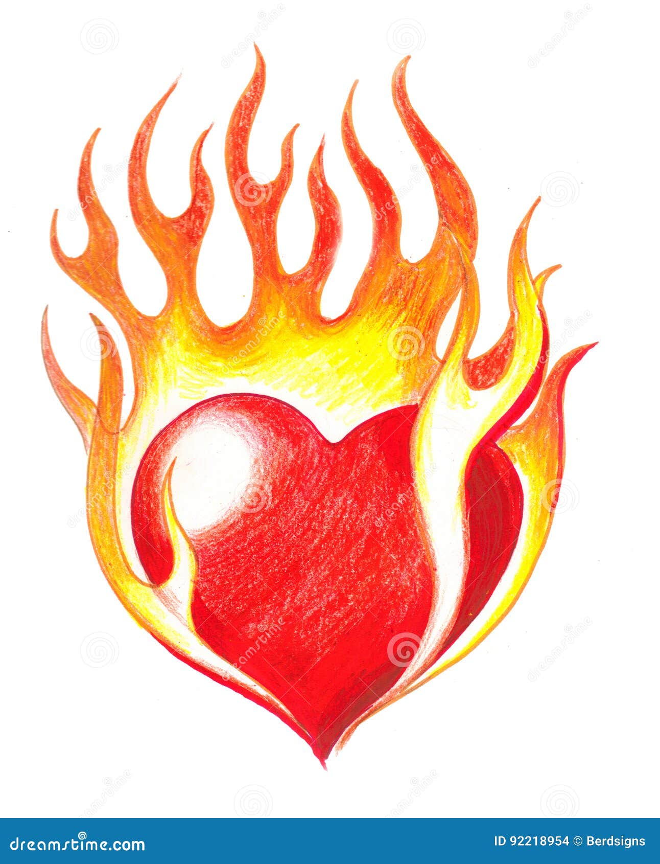 Corazón ardiente stock de ilustración. Ilustración de llamas - 92218954