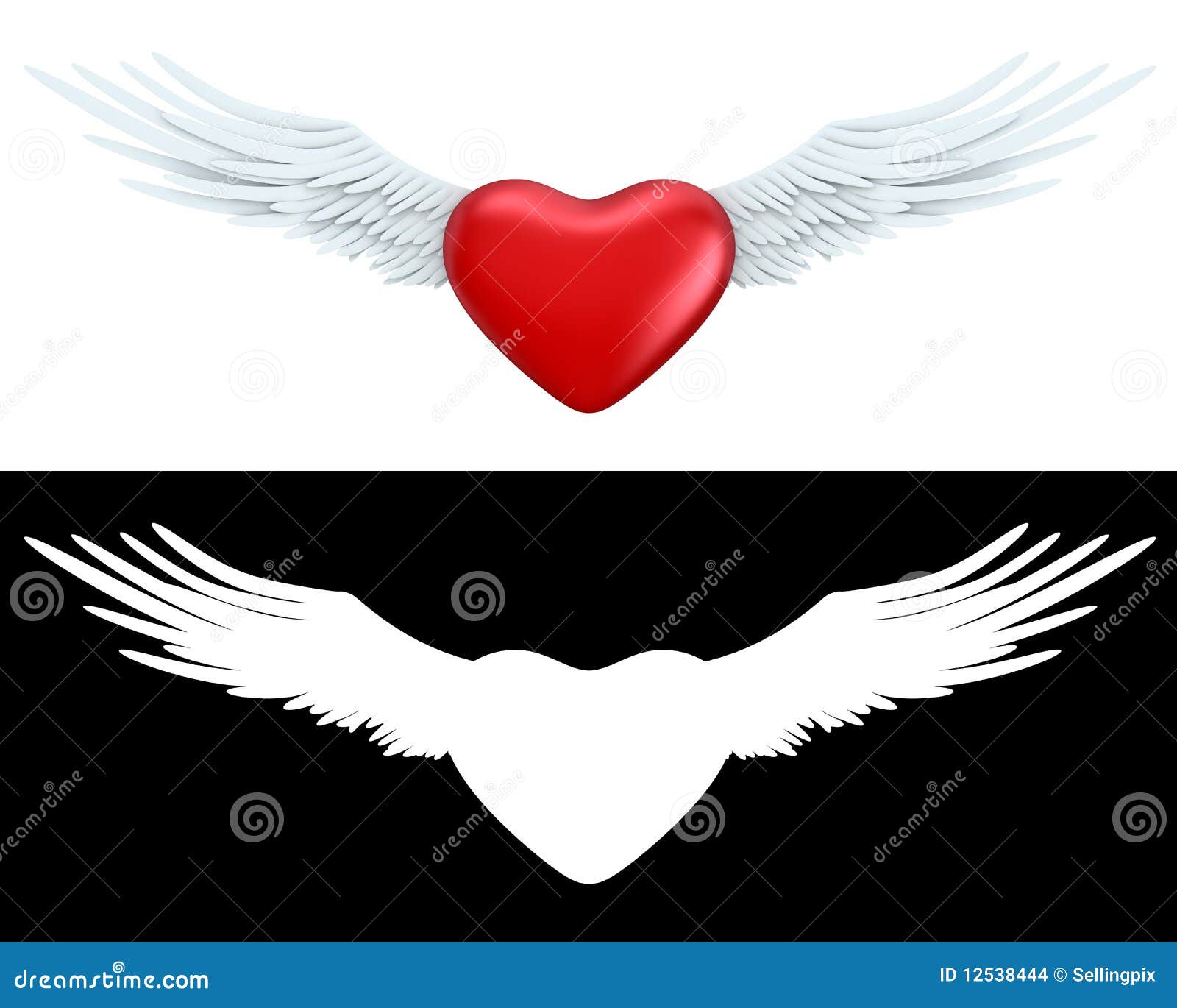 Corazón con alas stock de ilustración. Ilustración de romance - 12538444