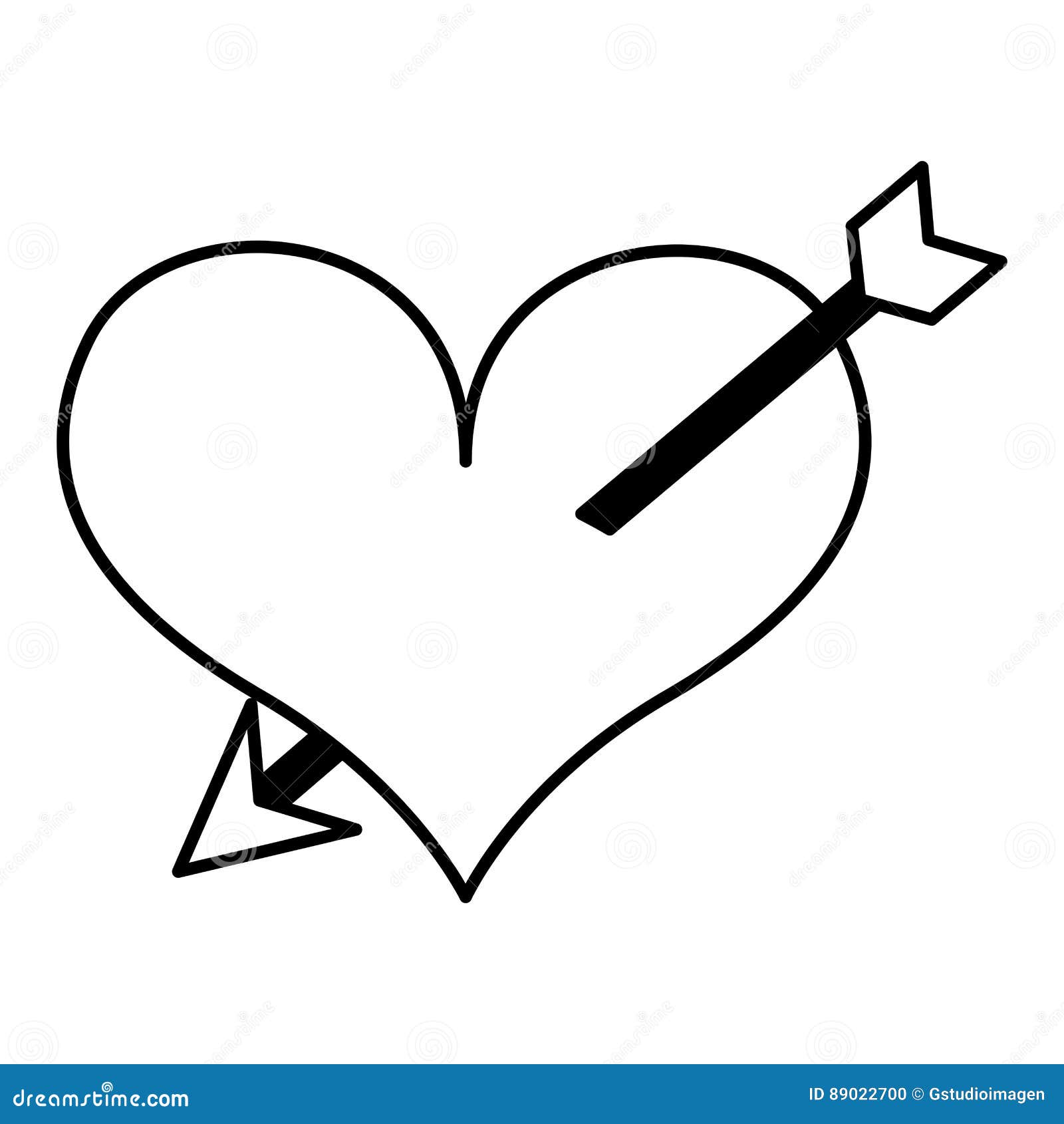 Corazón Con El Icono Aislado Flecha Ilustración del Vector ...