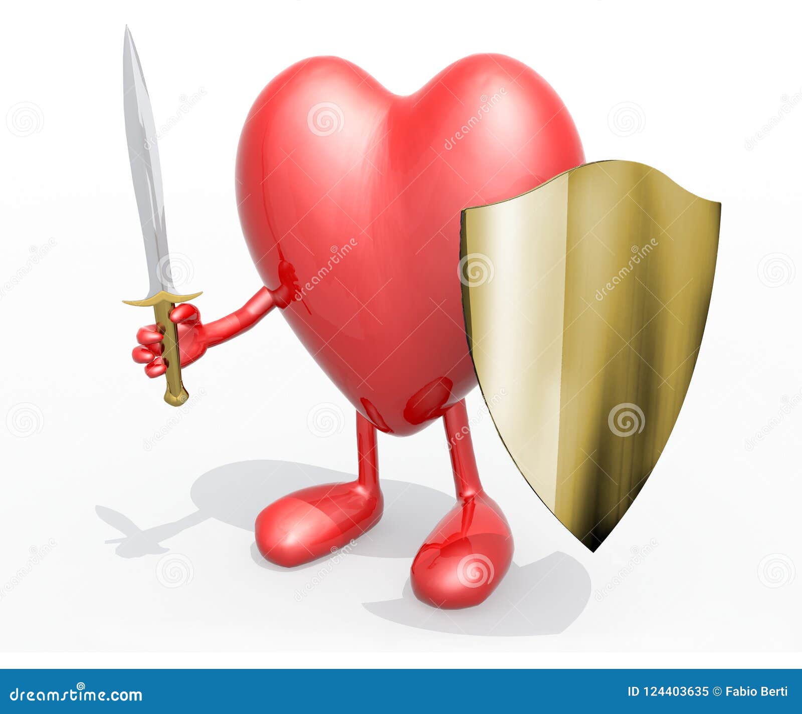 Corazón Con La Espada Y El Escudo Stock de ilustración - Ilustración de ...