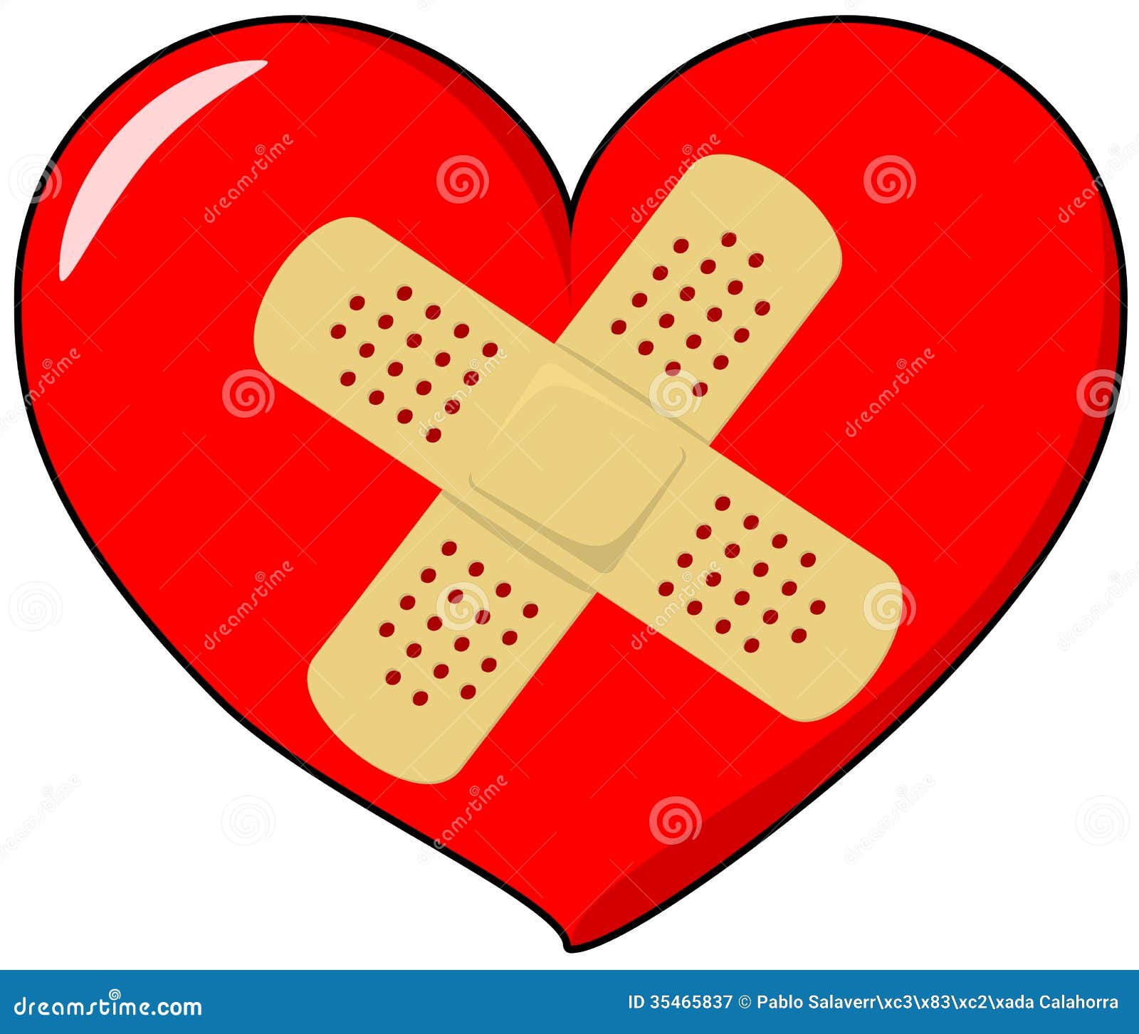 Corazón con la tirita ilustración del vector. Ilustración de ayuda ...