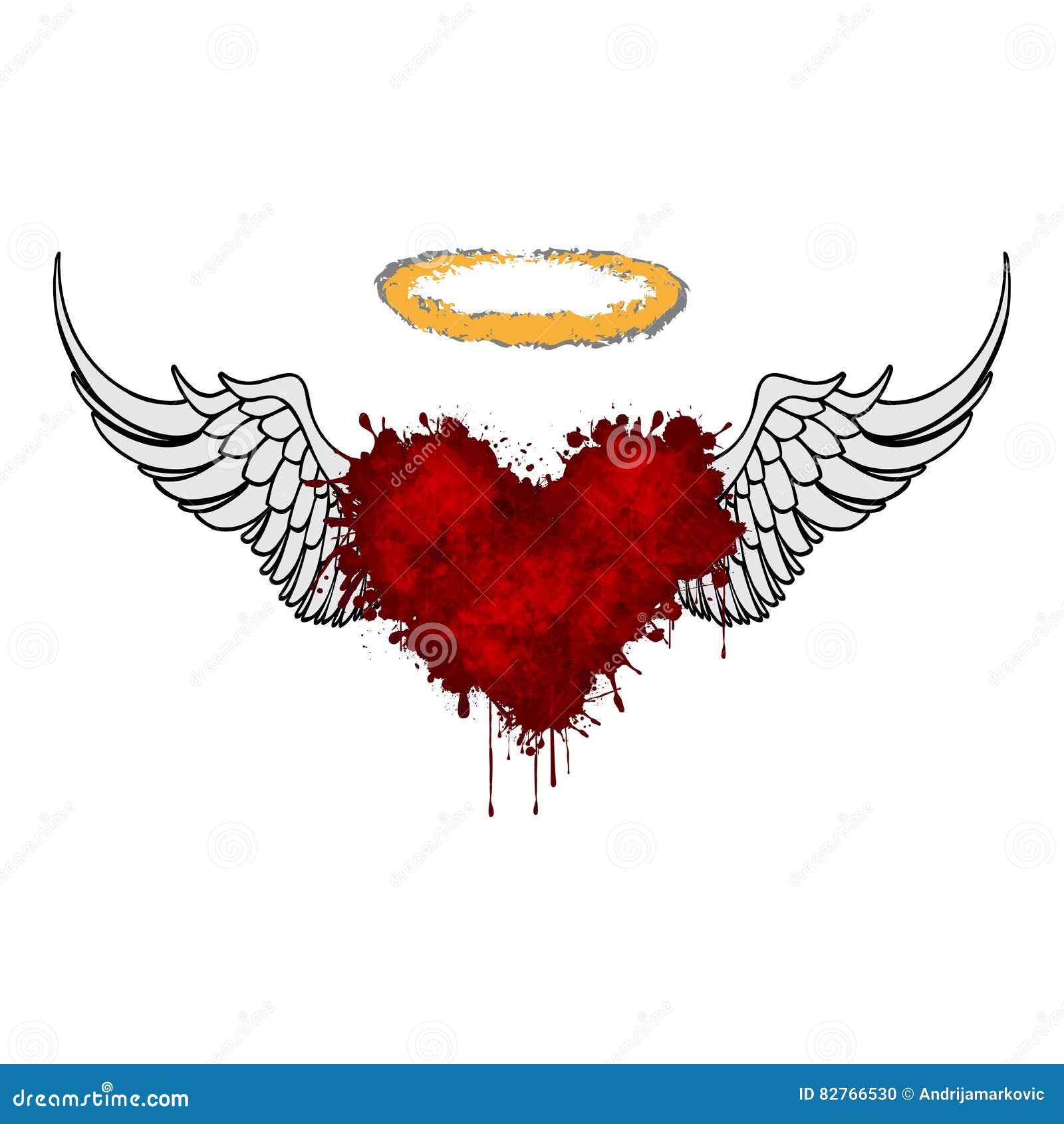 Corazón con las alas ilustración del vector. Ilustración de rojo - 82766530