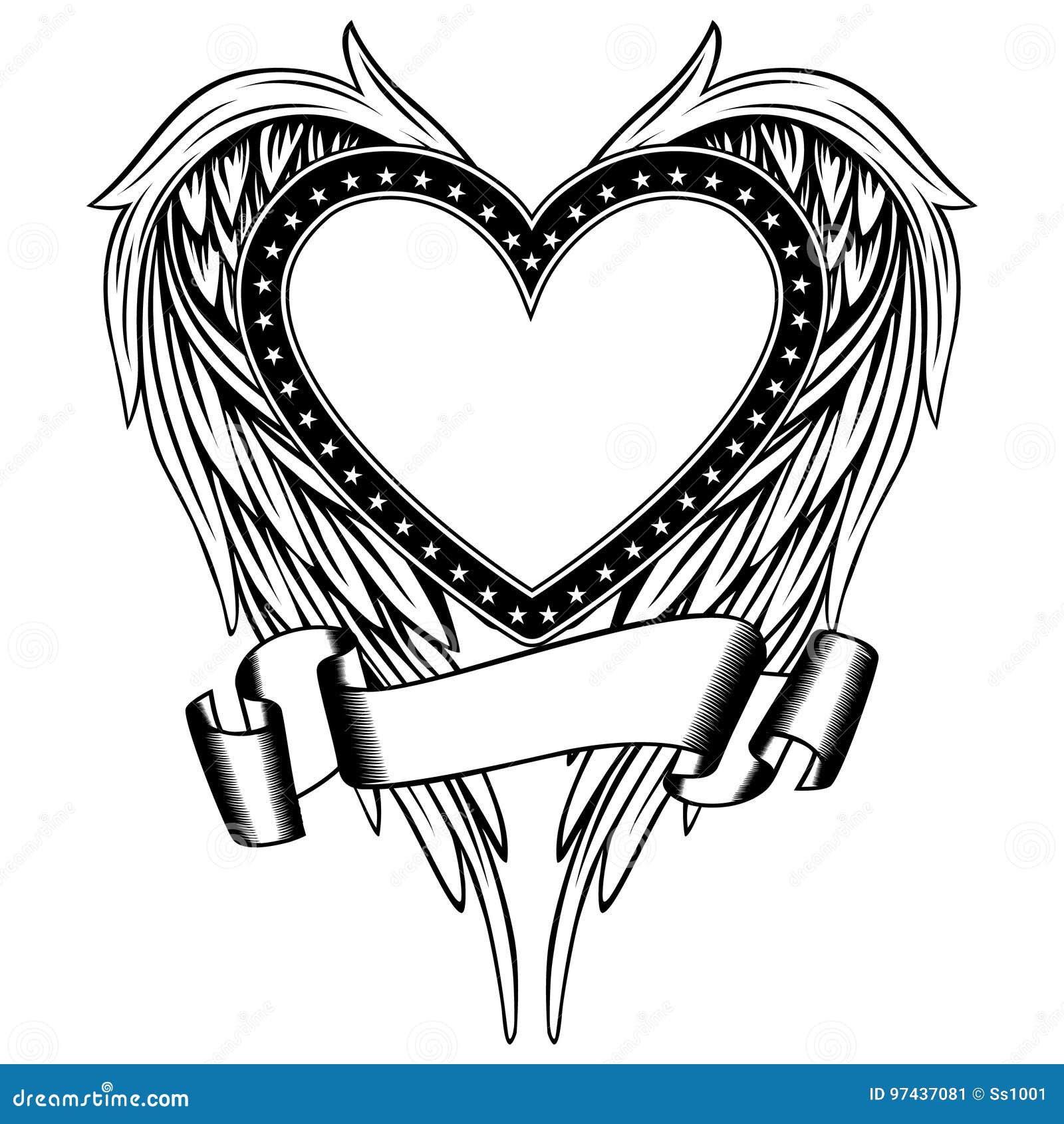 Corazón con las alas ilustración del vector. Ilustración de estilo ...