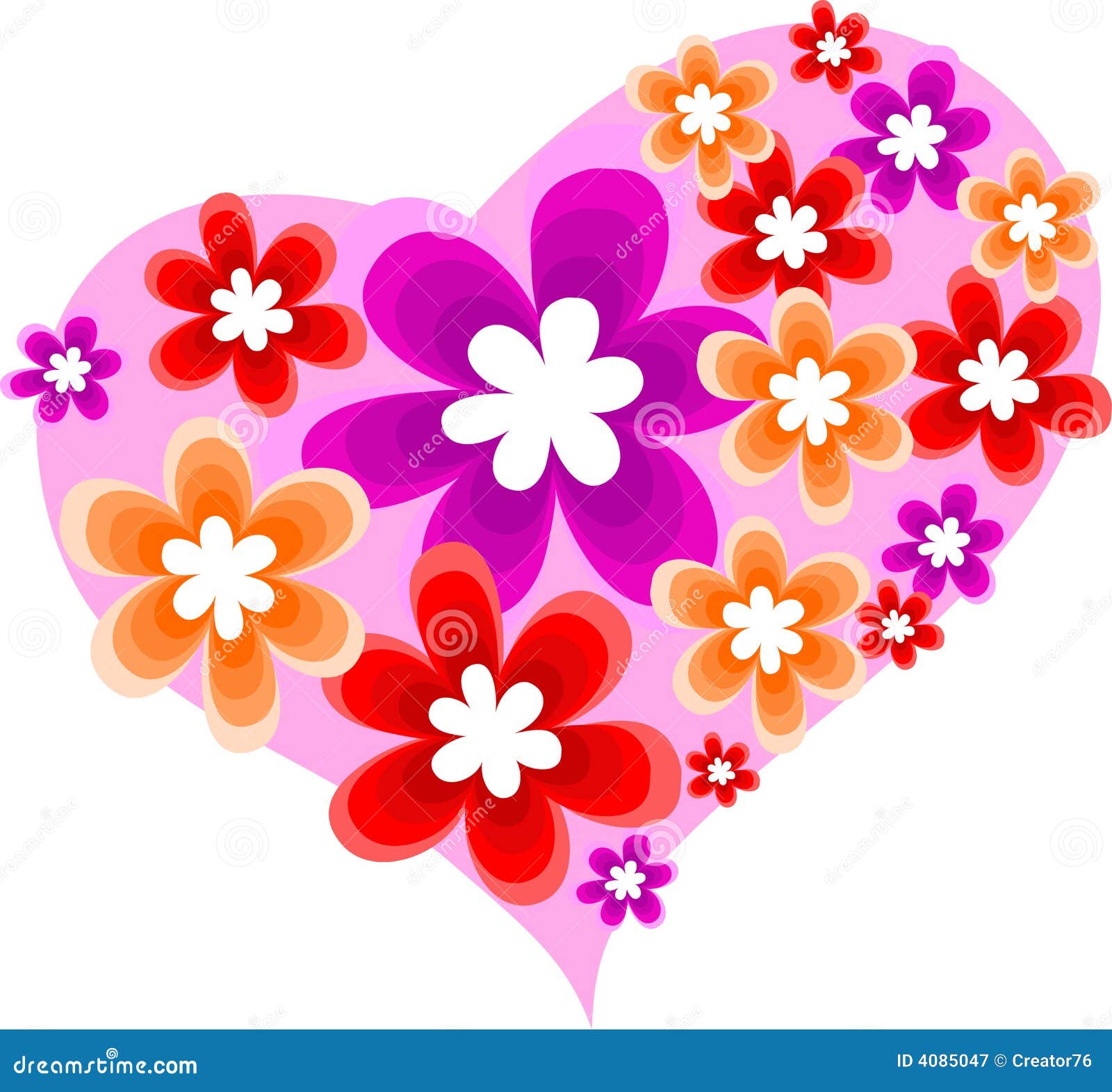 Corazón con las flores ilustración del vector. Ilustración de ...