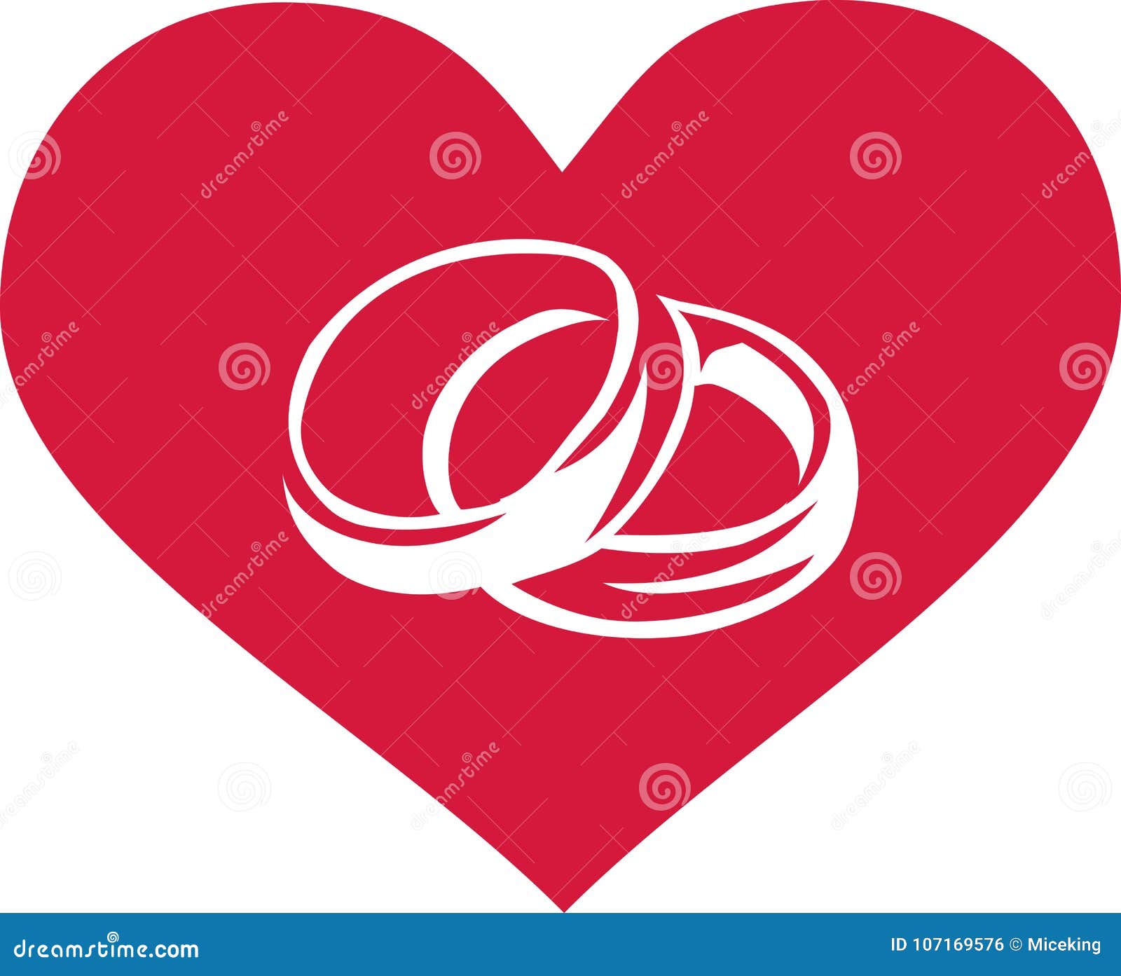 Corazón Con Los Anillos De Bodas Ilustración del Vector - Ilustración ...