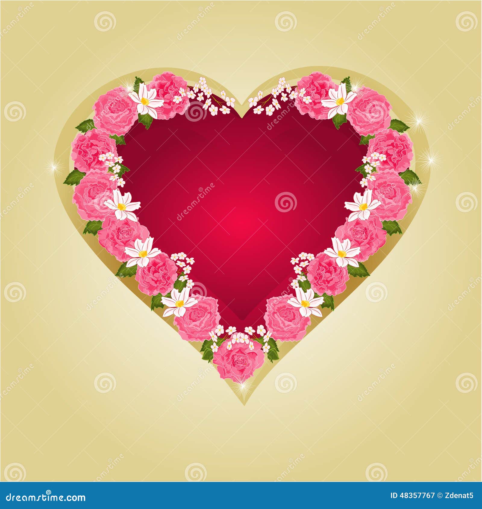 Corazón Con Vector Rosado De Las Rosas Ilustración del Vector ...