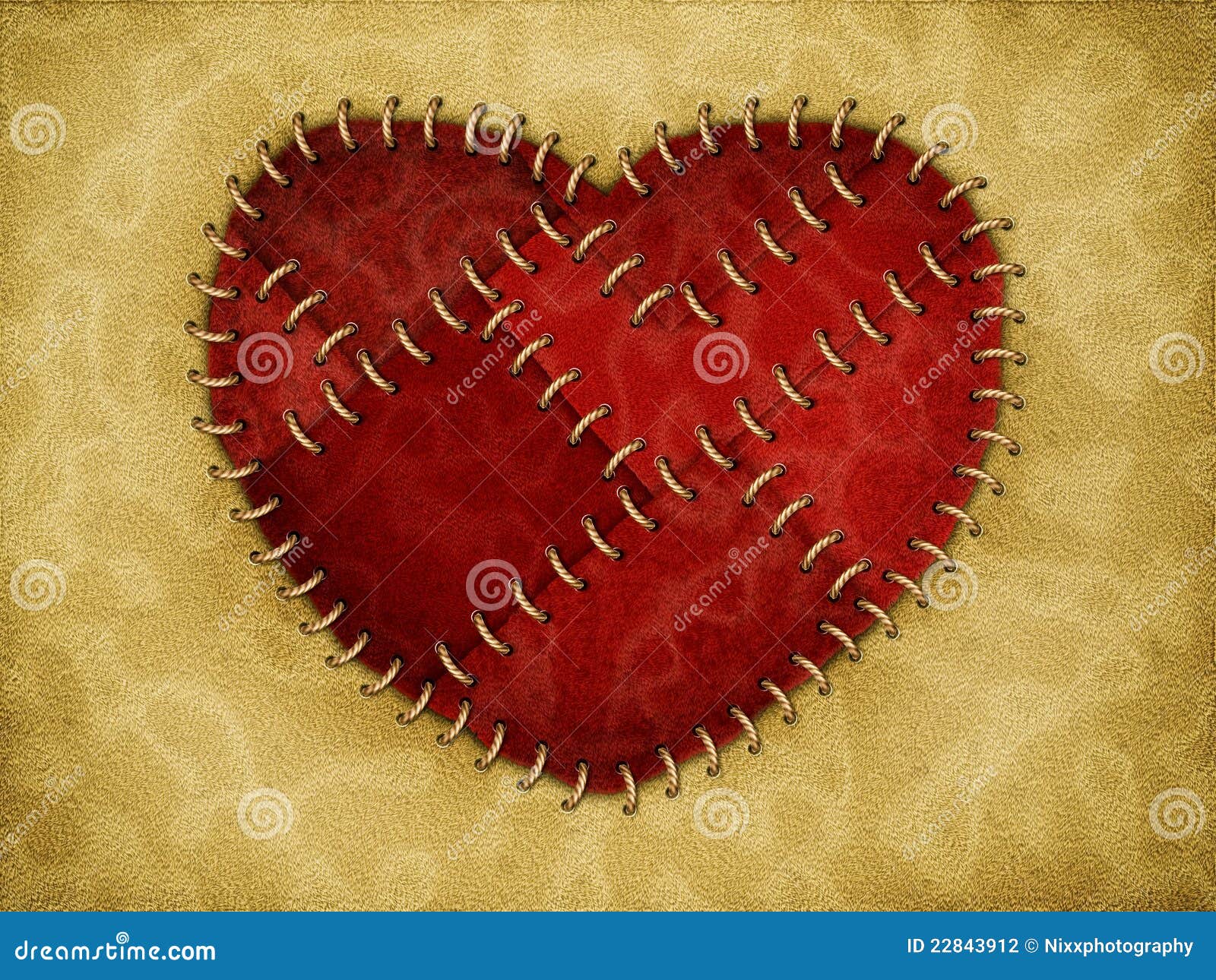 Corazón cosido stock de ilustración. Ilustración de travieso - 22843912