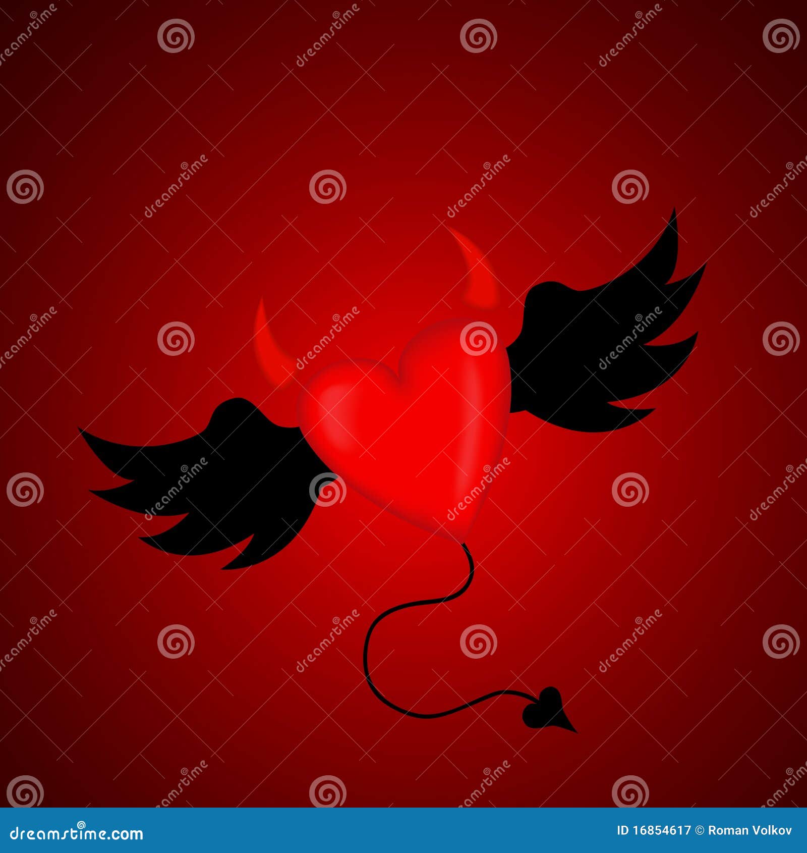 Corazón de cuernos malvado ilustración del vector. Ilustración de ...