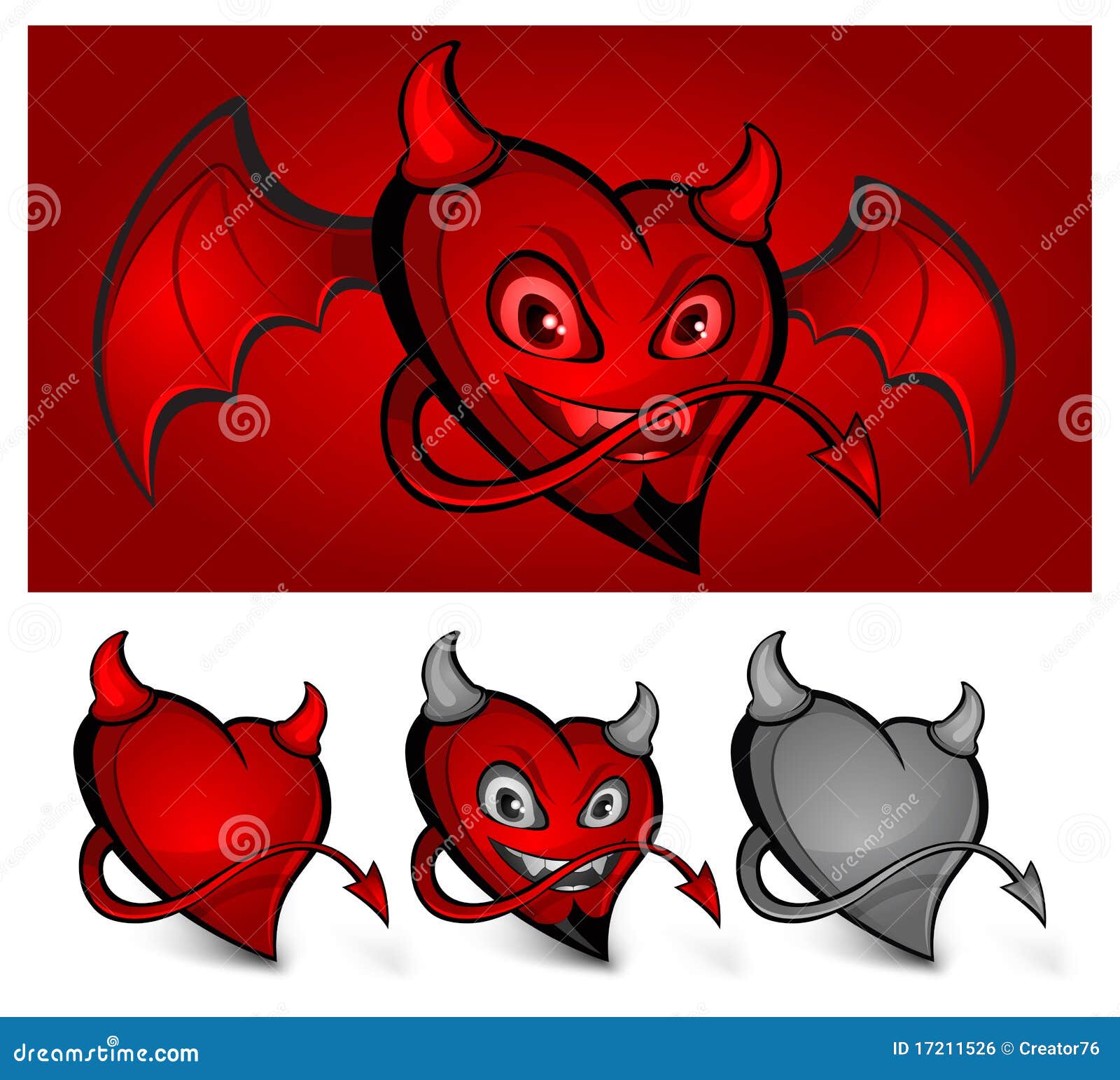 Corazón De La Cara Del Diablo Ilustración del Vector - Ilustración de ...