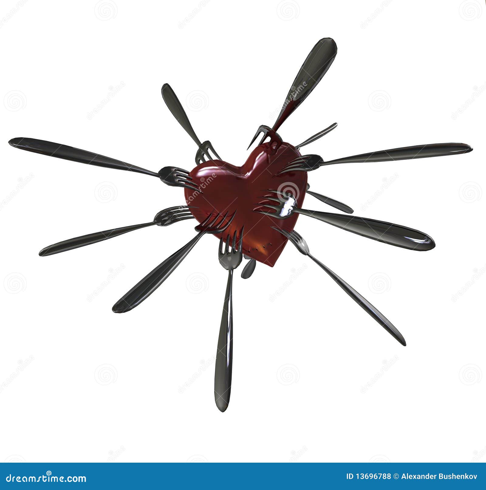 Corazón de la fork stock de ilustración. Ilustración de dimensional ...