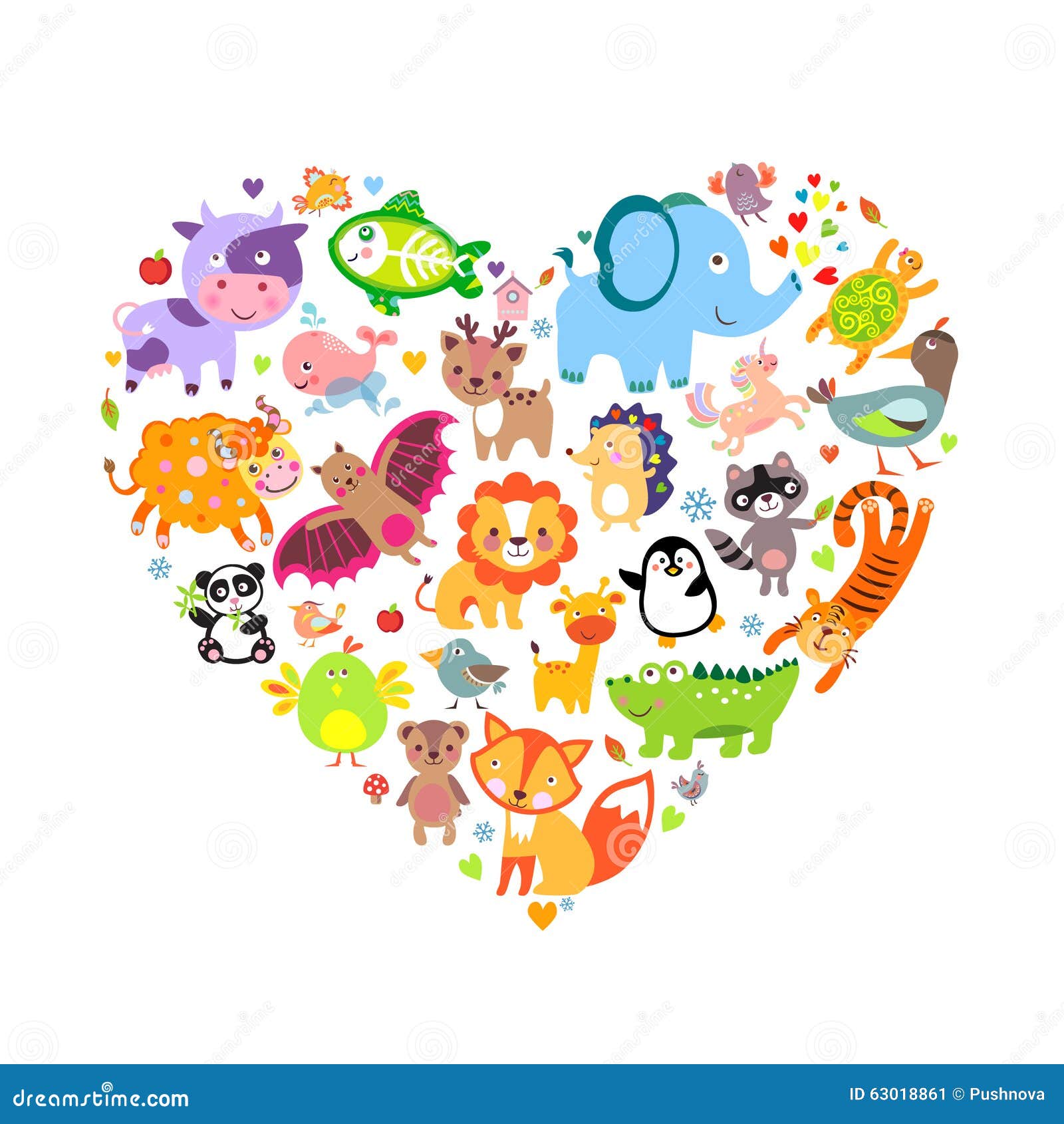 Corazón de los animales ilustración del vector. Ilustración de mapache ...