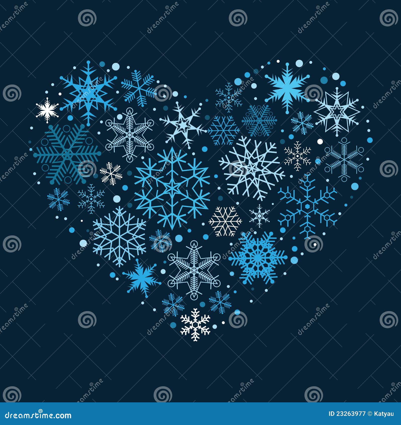 Corazón De Los Copos De Nieve. Ilustración del Vector - Ilustración de ...