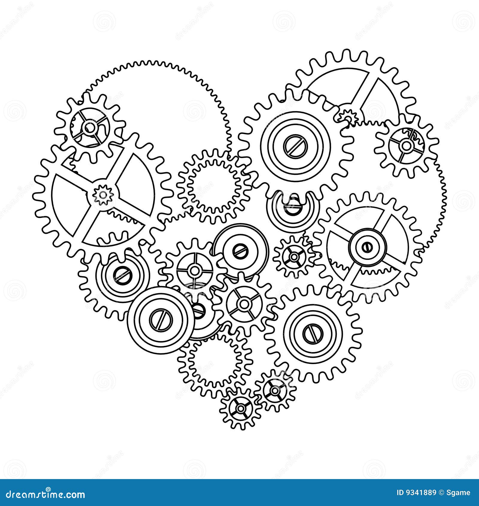 Corazón Del Amor Del Engranaje Stock de ilustración - Ilustración de ...