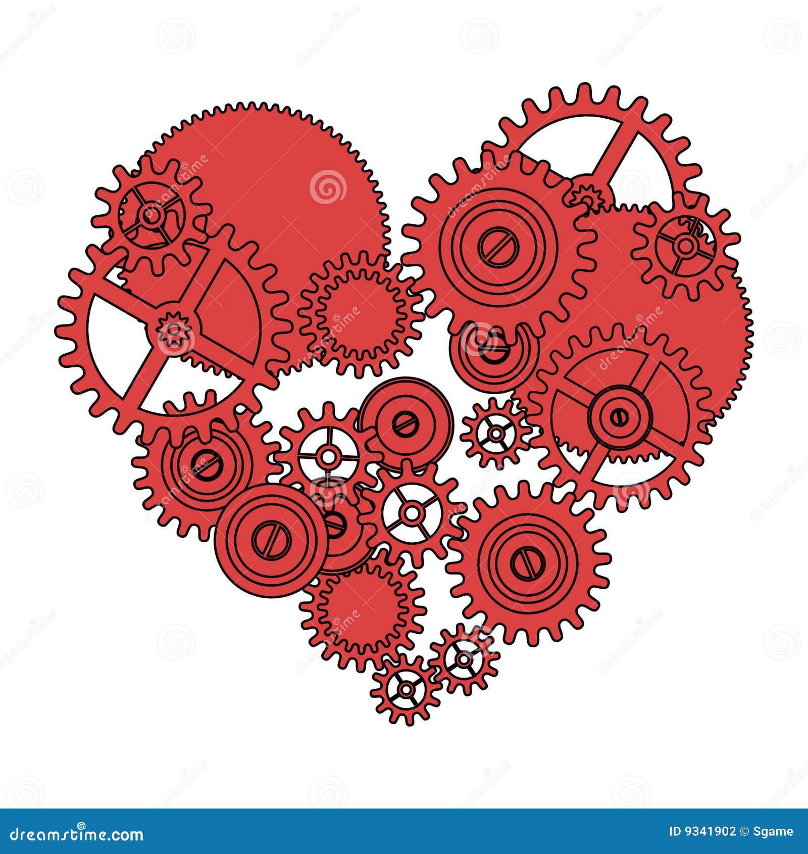 Corazón Del Amor Del Engranaje Stock de ilustración - Ilustración de ...