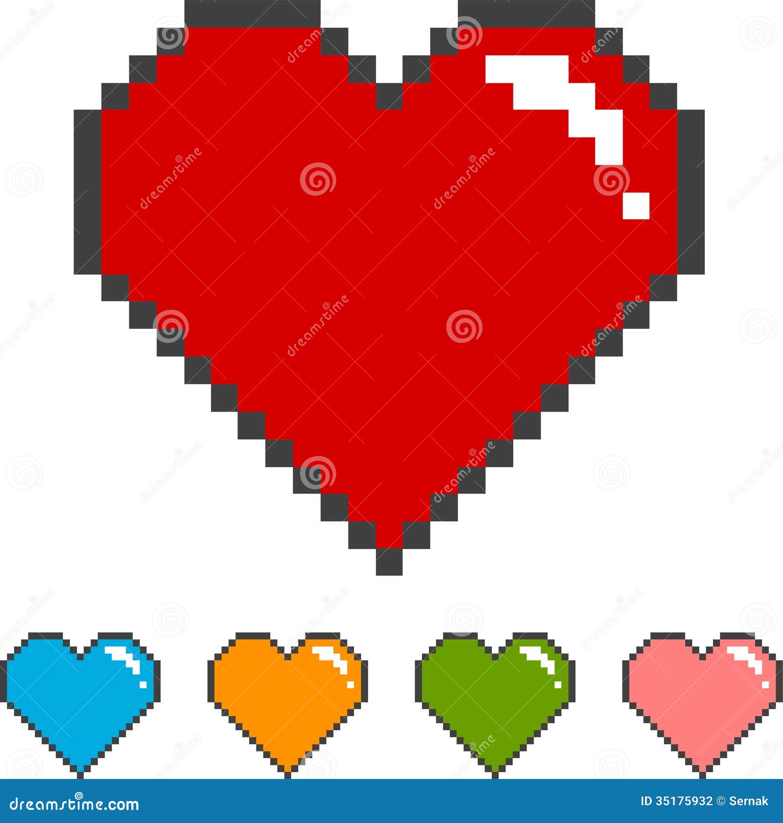 Corazón Del Pixel Con Versiones Del Color Ilustración del Vector ...