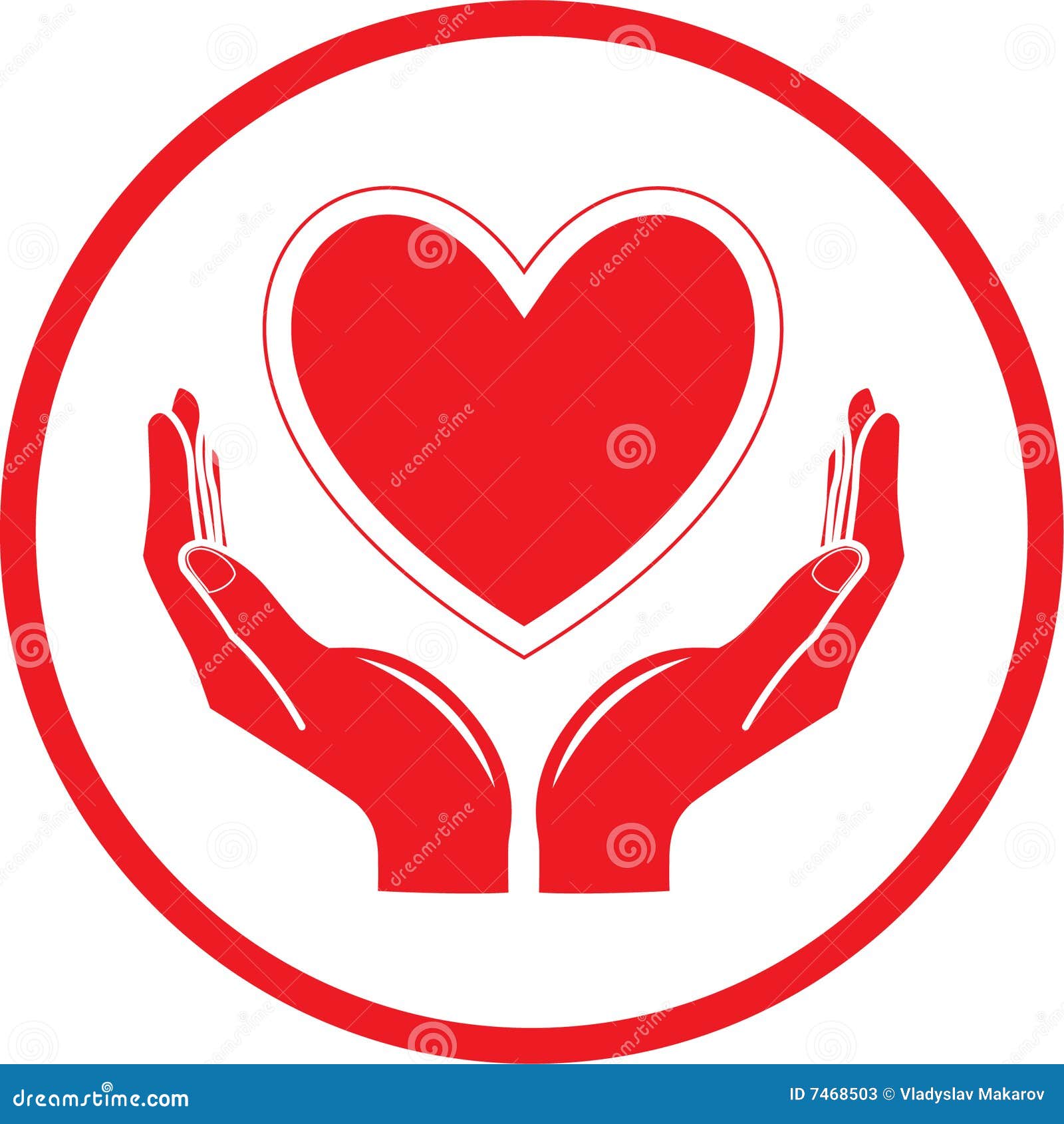 Corazón Del Vector E Icono De Las Manos Ilustración del Vector ...