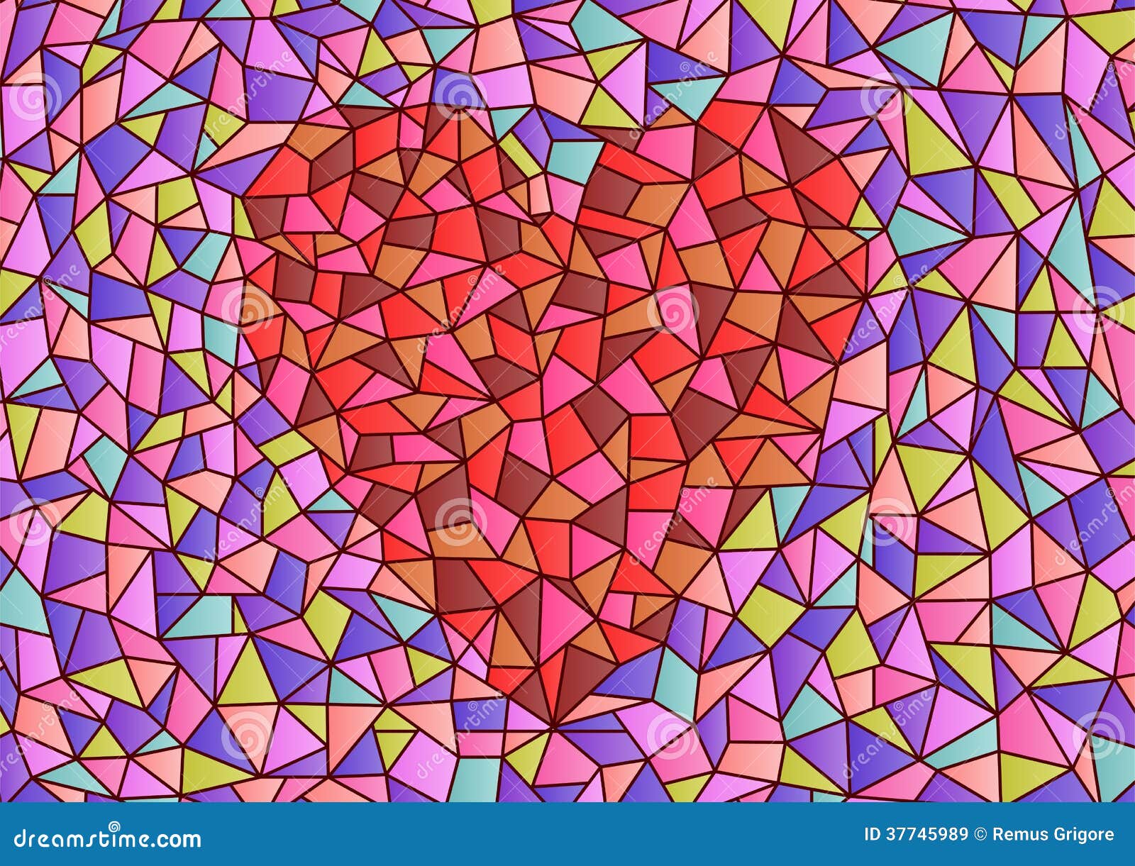 Corazón del vitral ilustración del vector. Ilustración de mosaico ...
