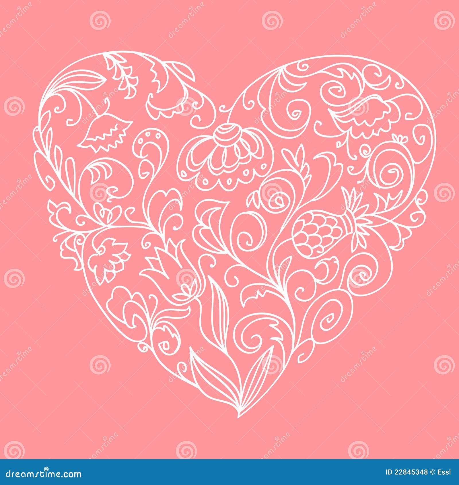 Corazón floral ilustración del vector. Ilustración de flor - 22845348