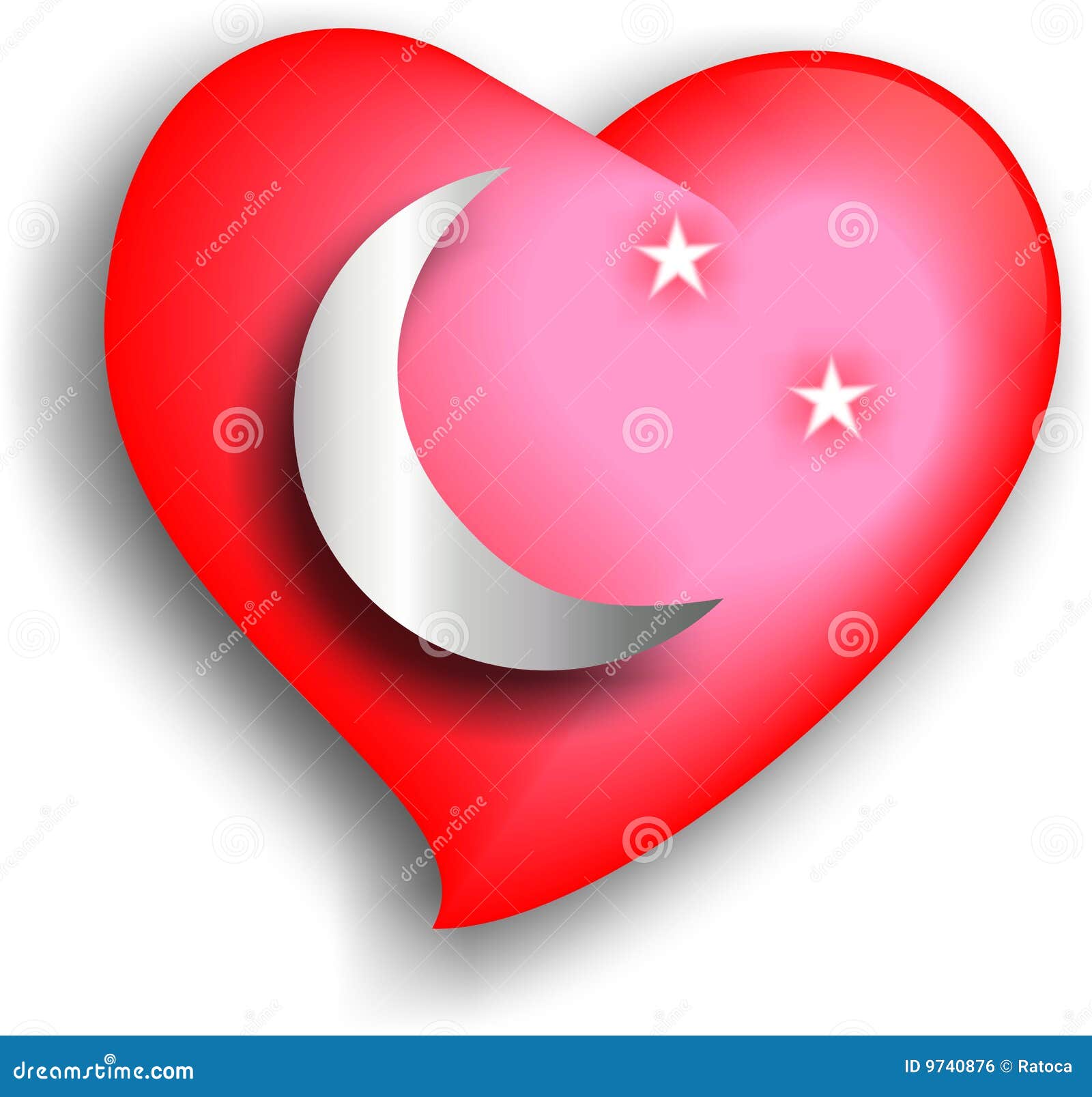 Corazón, luna y estrellas stock de ilustración. Ilustración de ...