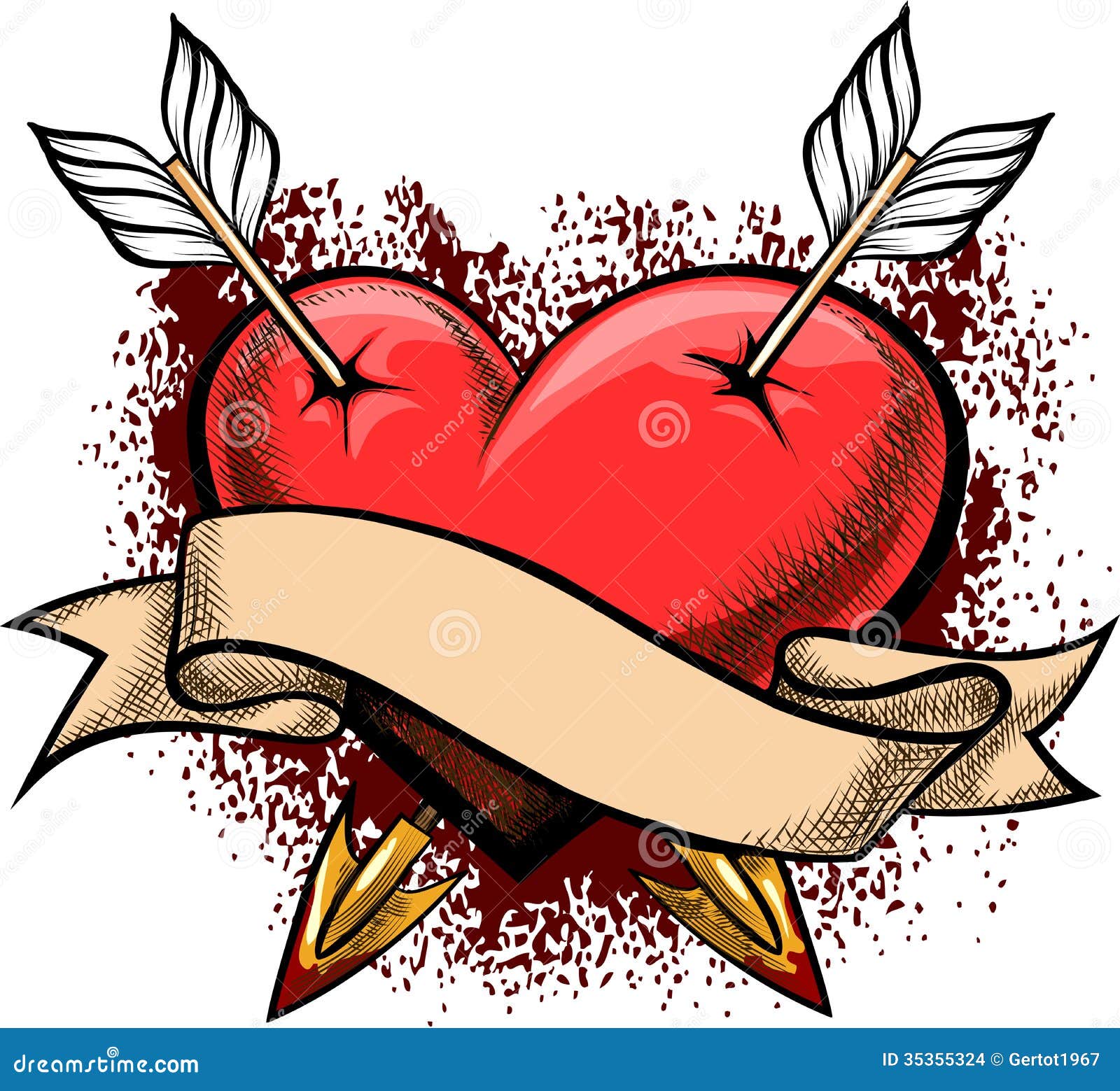 Corazón Perforado Por Las Flechas Ilustración del Vector - Ilustración ...
