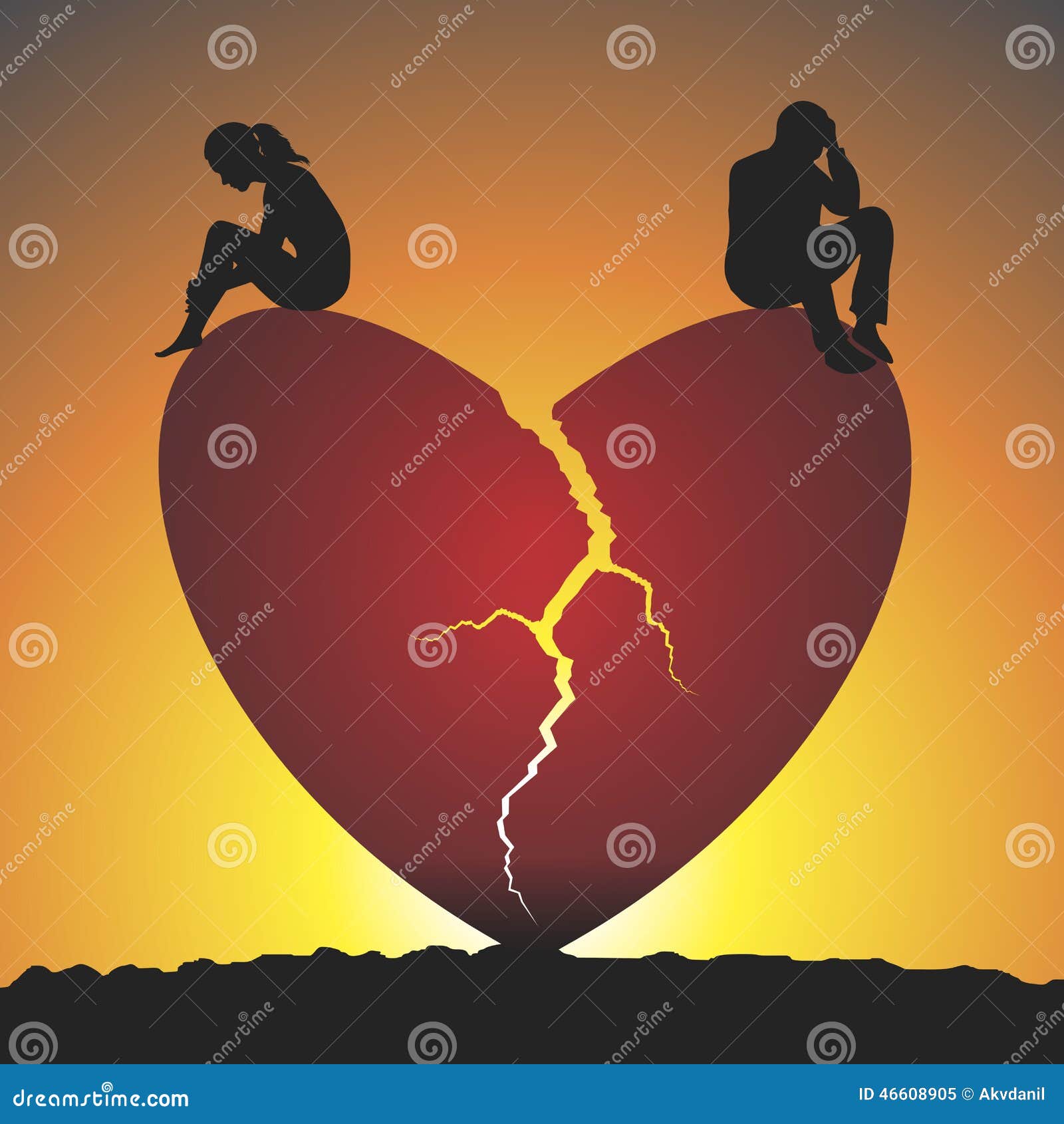 Corazón quebrado ilustración del vector. Ilustración de fallado - 46608905