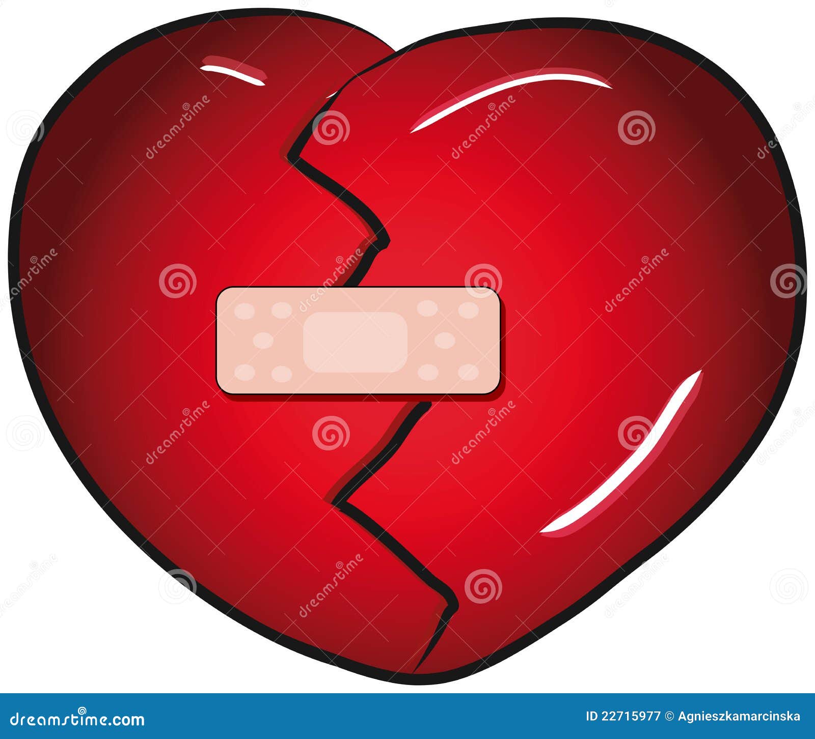 Corazón Quebrado Con Una Ayuda De Venda Ilustración del Vector ...