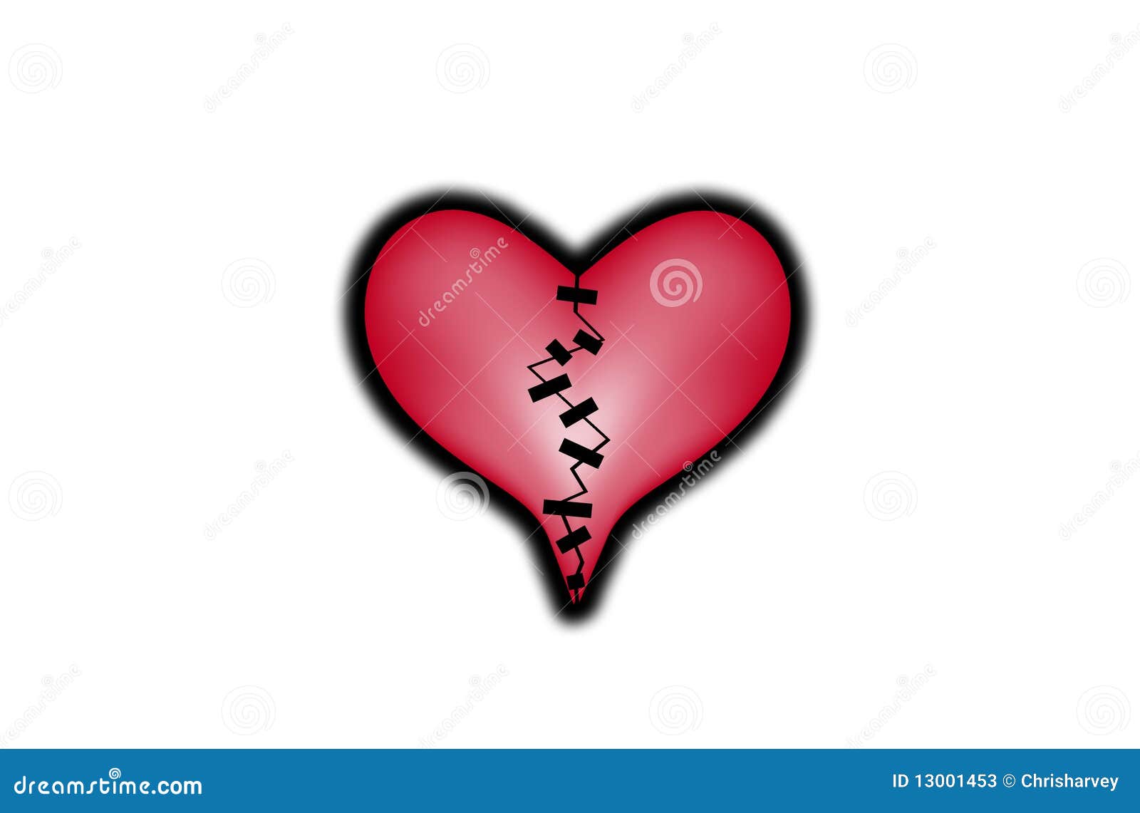 Corazón quebrado reparado stock de ilustración. Ilustración de puntada ...