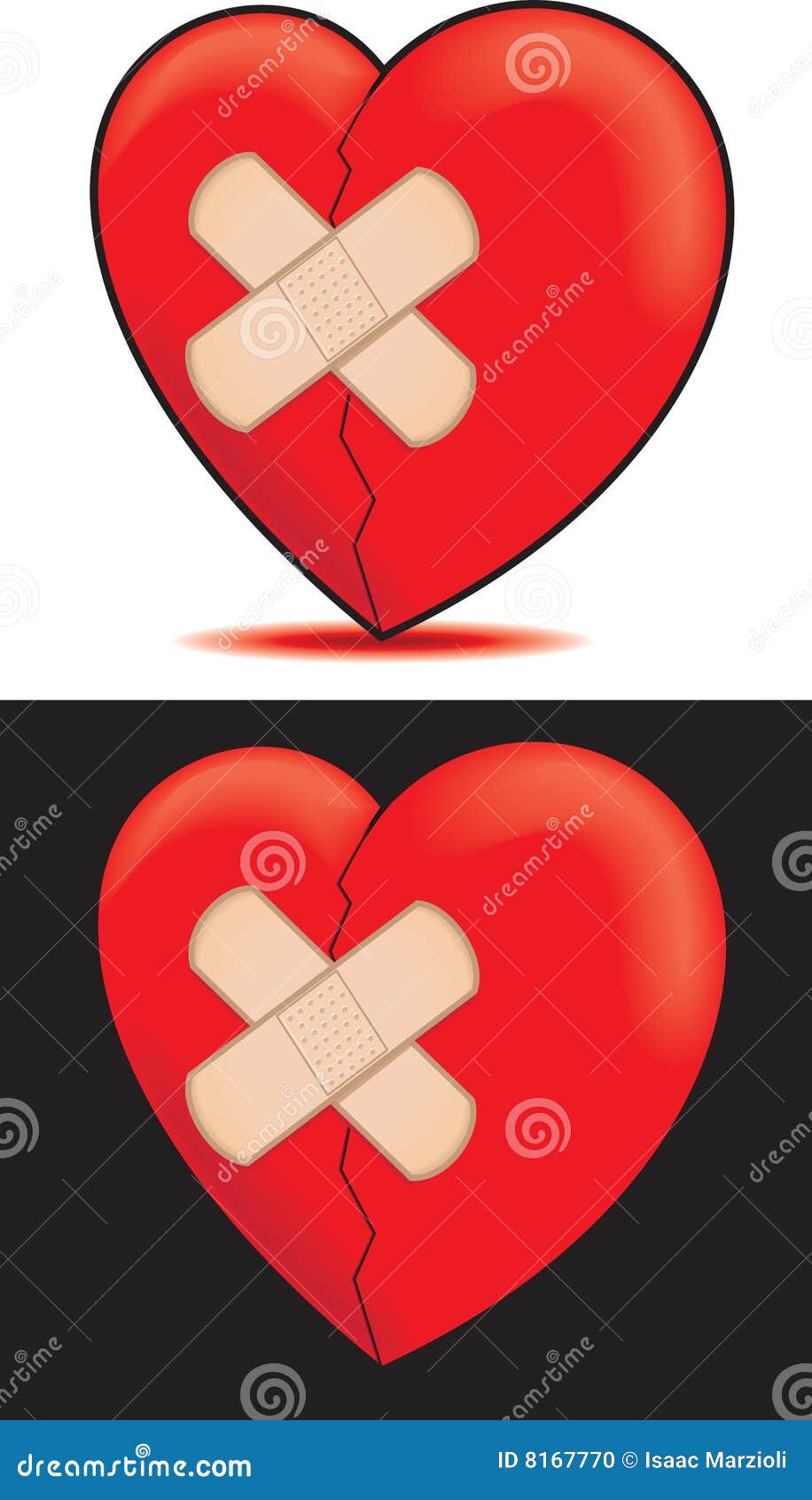 Corazón quebrado vendado ilustración del vector. Ilustración de ...