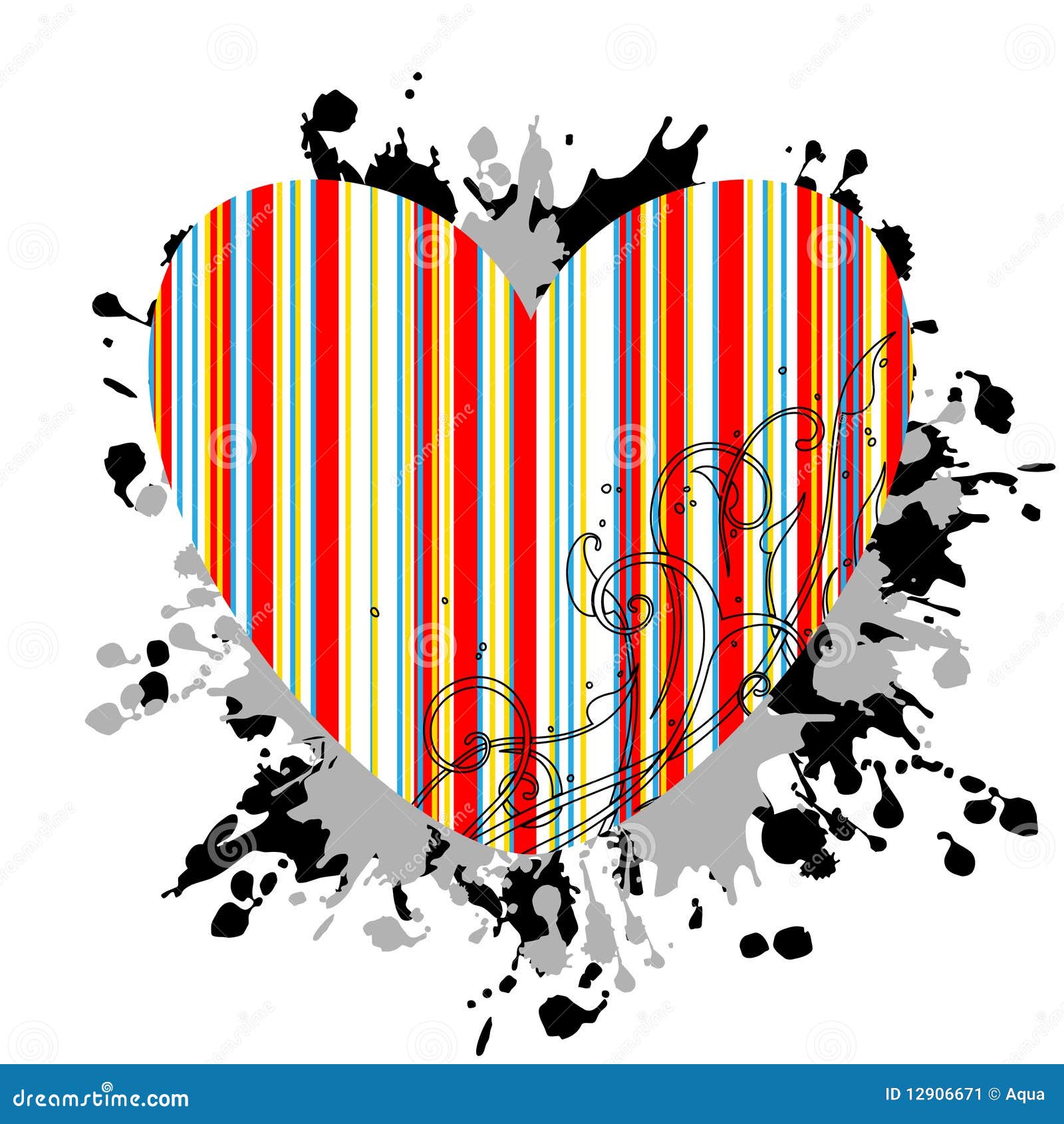 Corazón rayado ilustración del vector. Ilustración de flor - 12906671