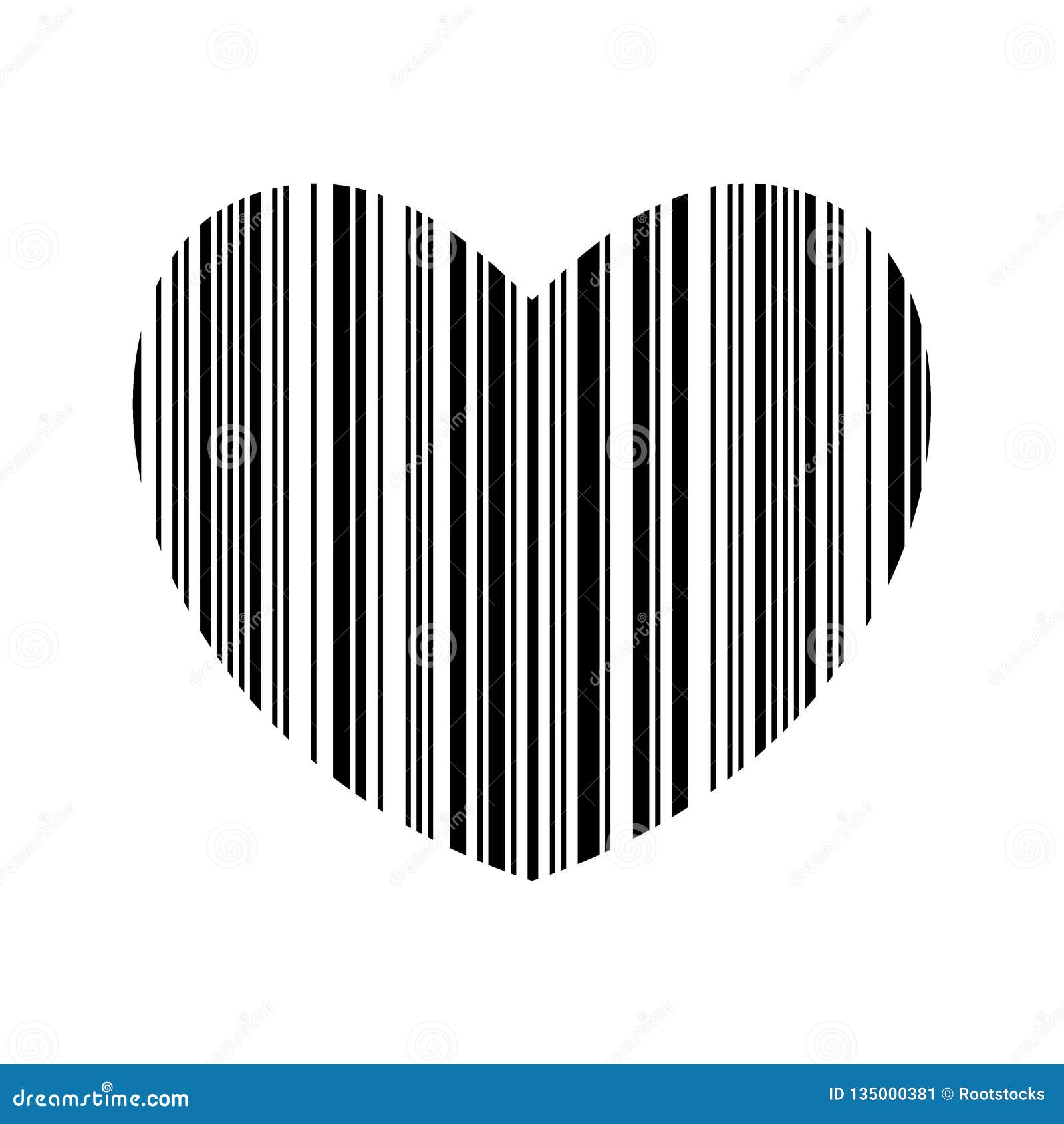 Corazón Rayado Corazón Del Código De Barras Stock de ilustración ...