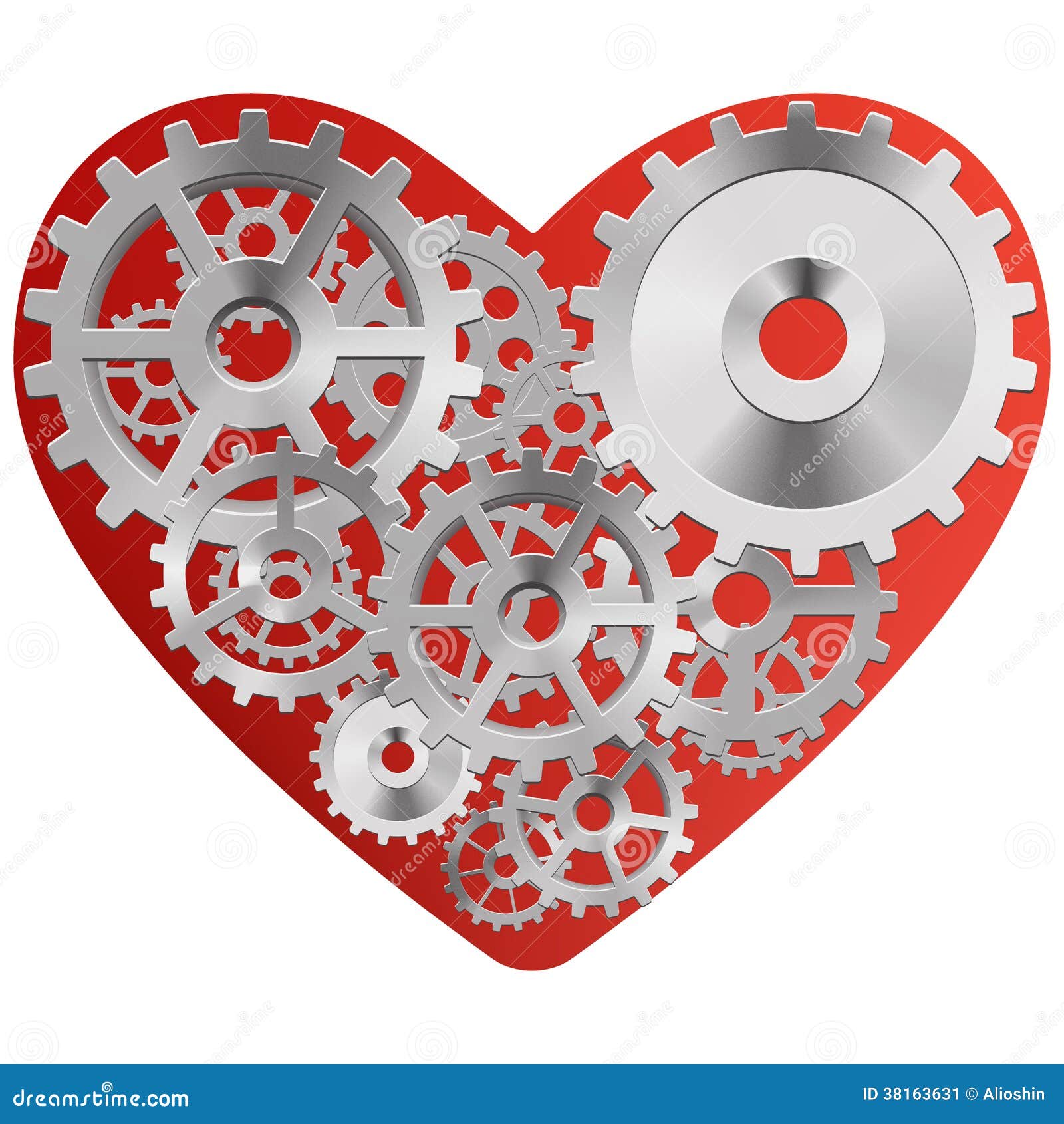 Corazón Rojo Con Los Engranajes Ilustración del Vector - Ilustración de ...
