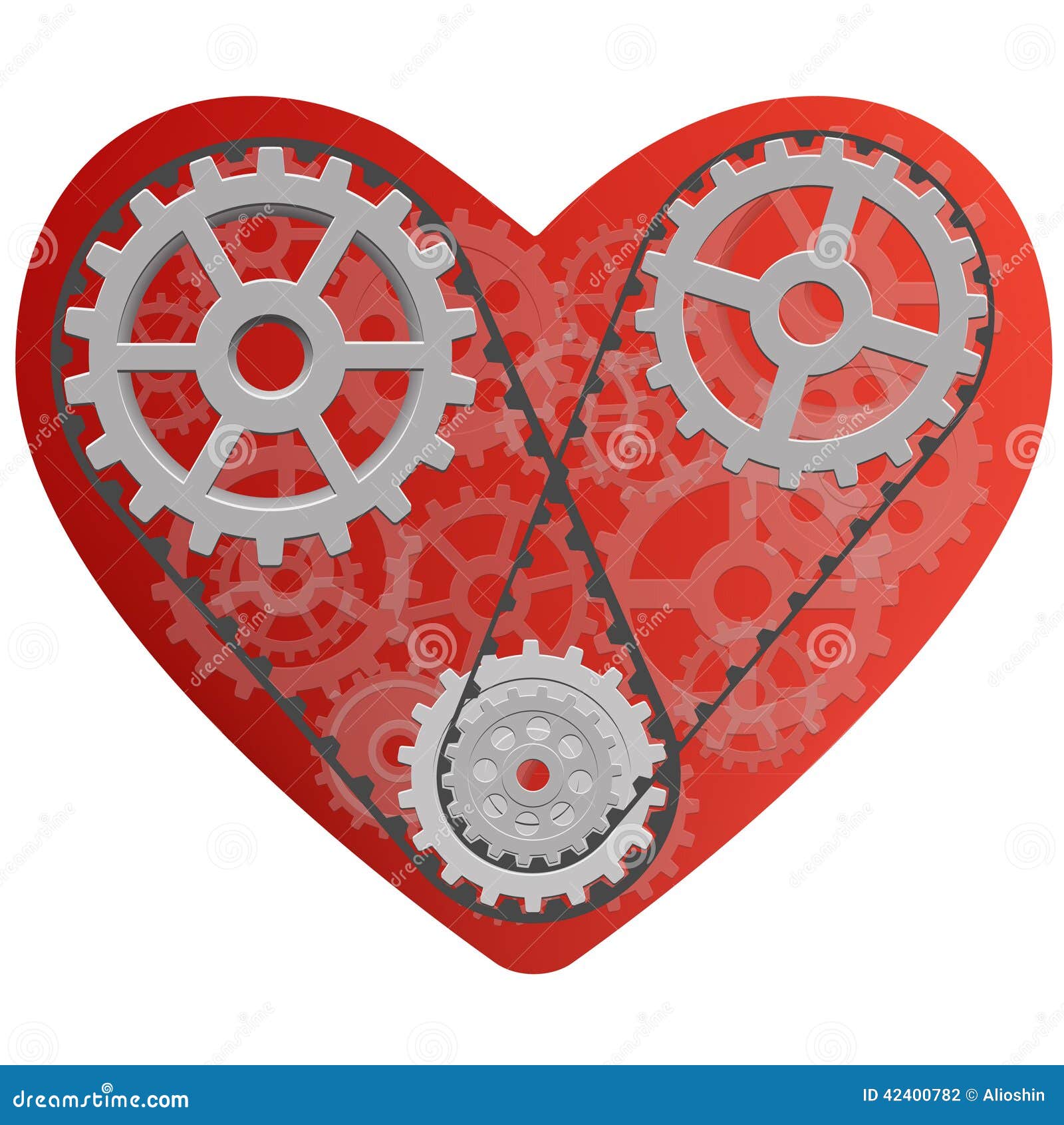 Corazón Rojo Con Los Engranajes Ilustración del Vector - Ilustración de ...