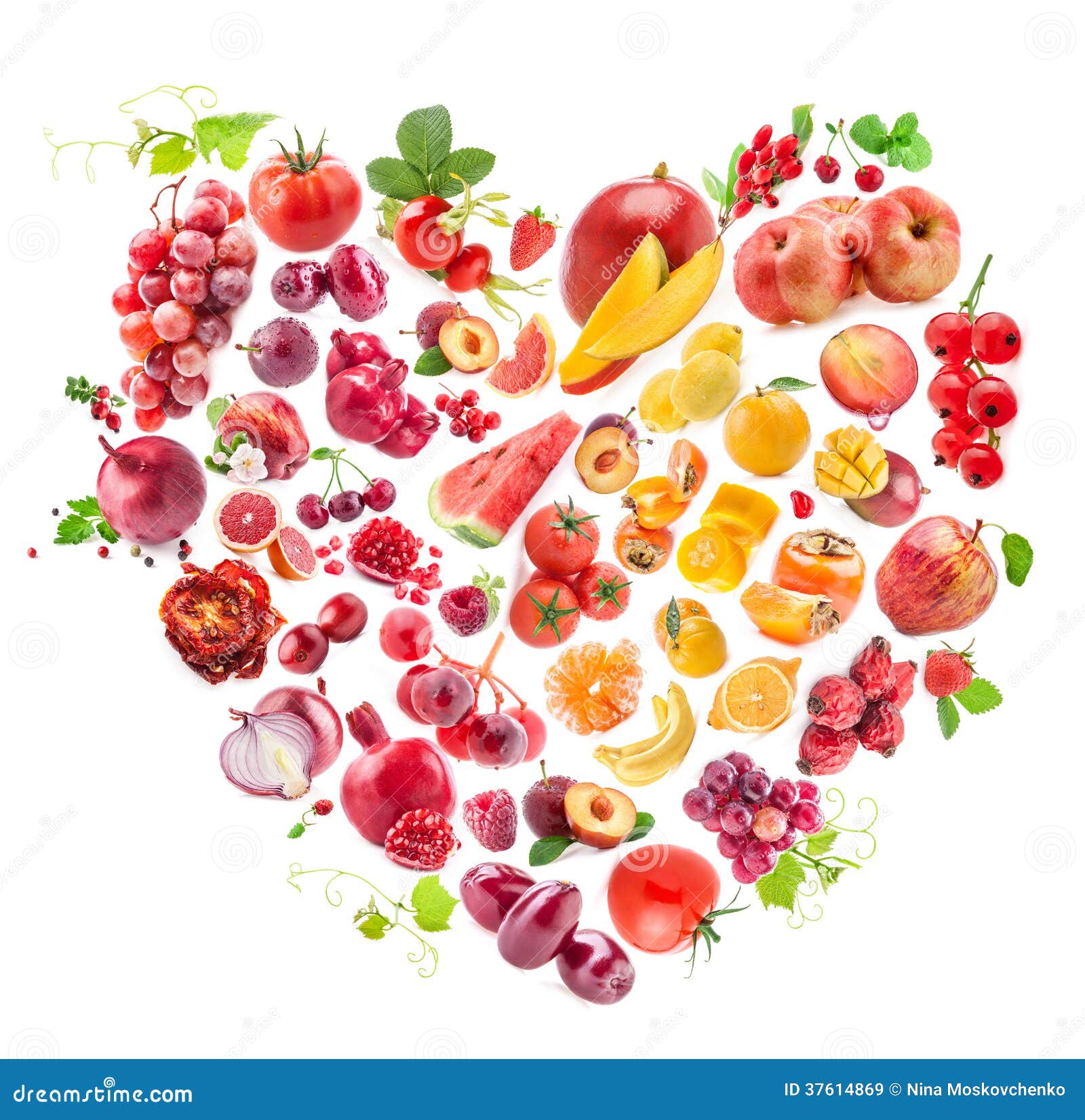 Corazón Rojo De Frutas Y Verduras Imagen de archivo - Imagen de mezcla ...