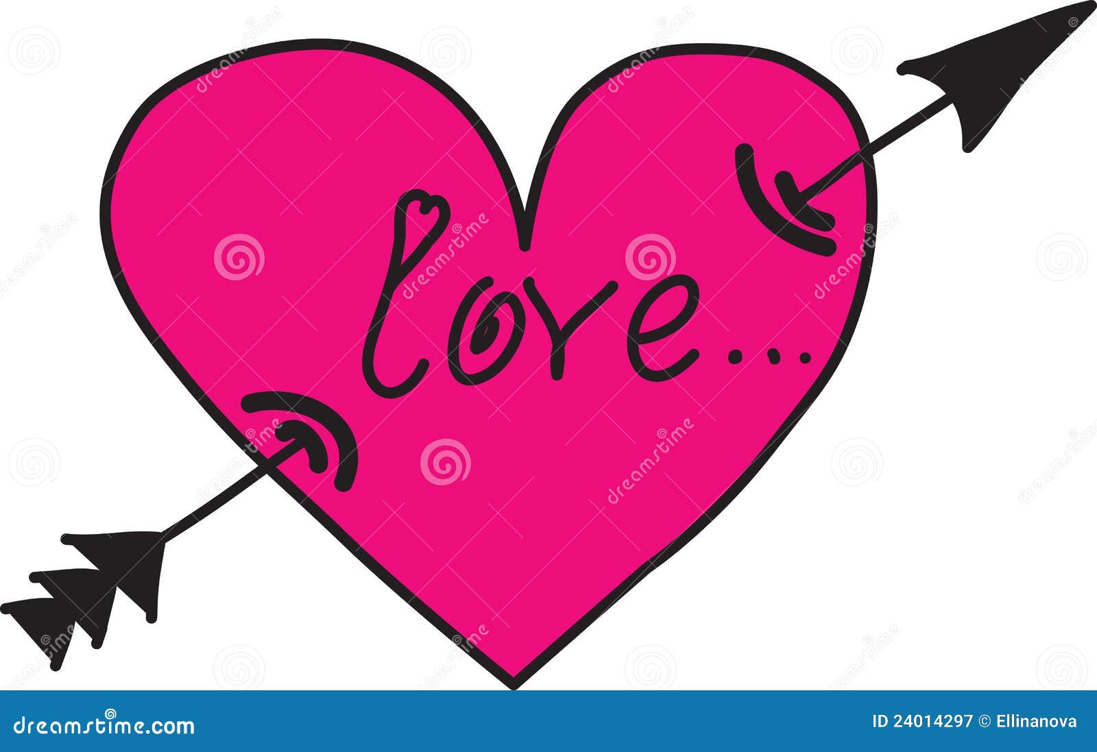 Corazón Rosado Con Una Flecha Ilustración del Vector - Ilustración de ...