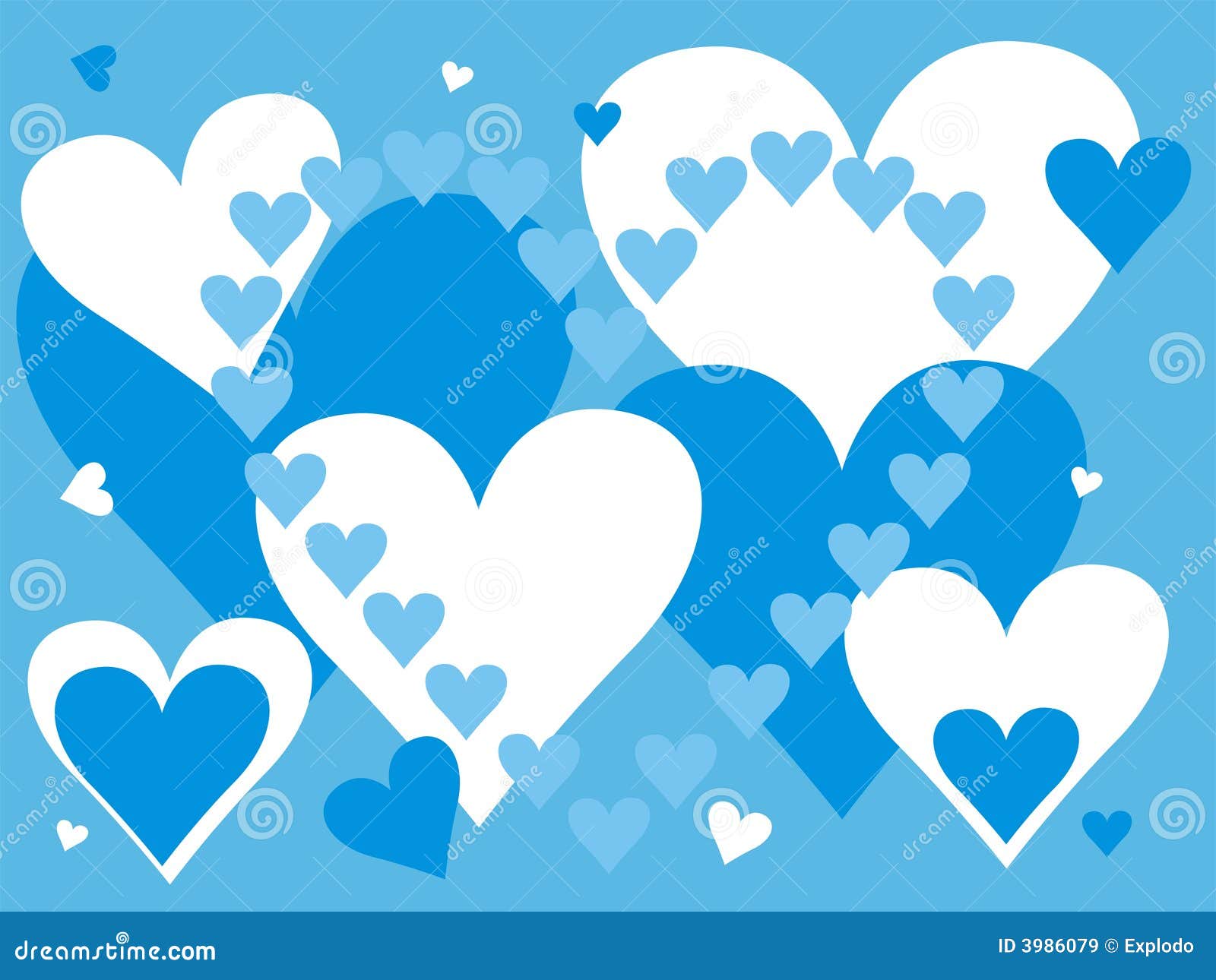 Corazones azules y blancos ilustración del vector. Ilustración de forma ...