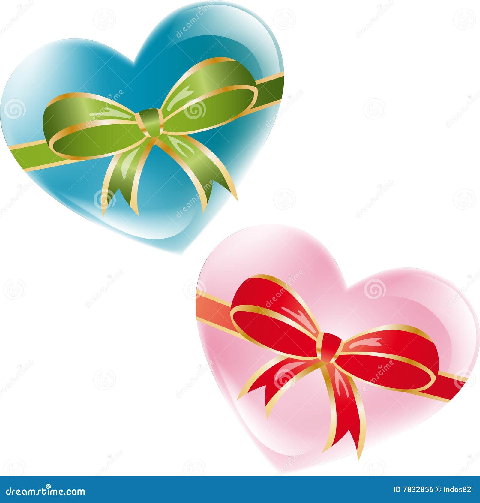 Corazones con las cintas ilustración del vector. Ilustración de detalle ...