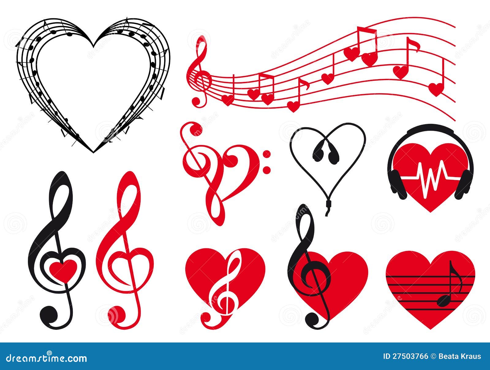 Corazones De La Música, Vector Ilustración del Vector - Ilustración de ...