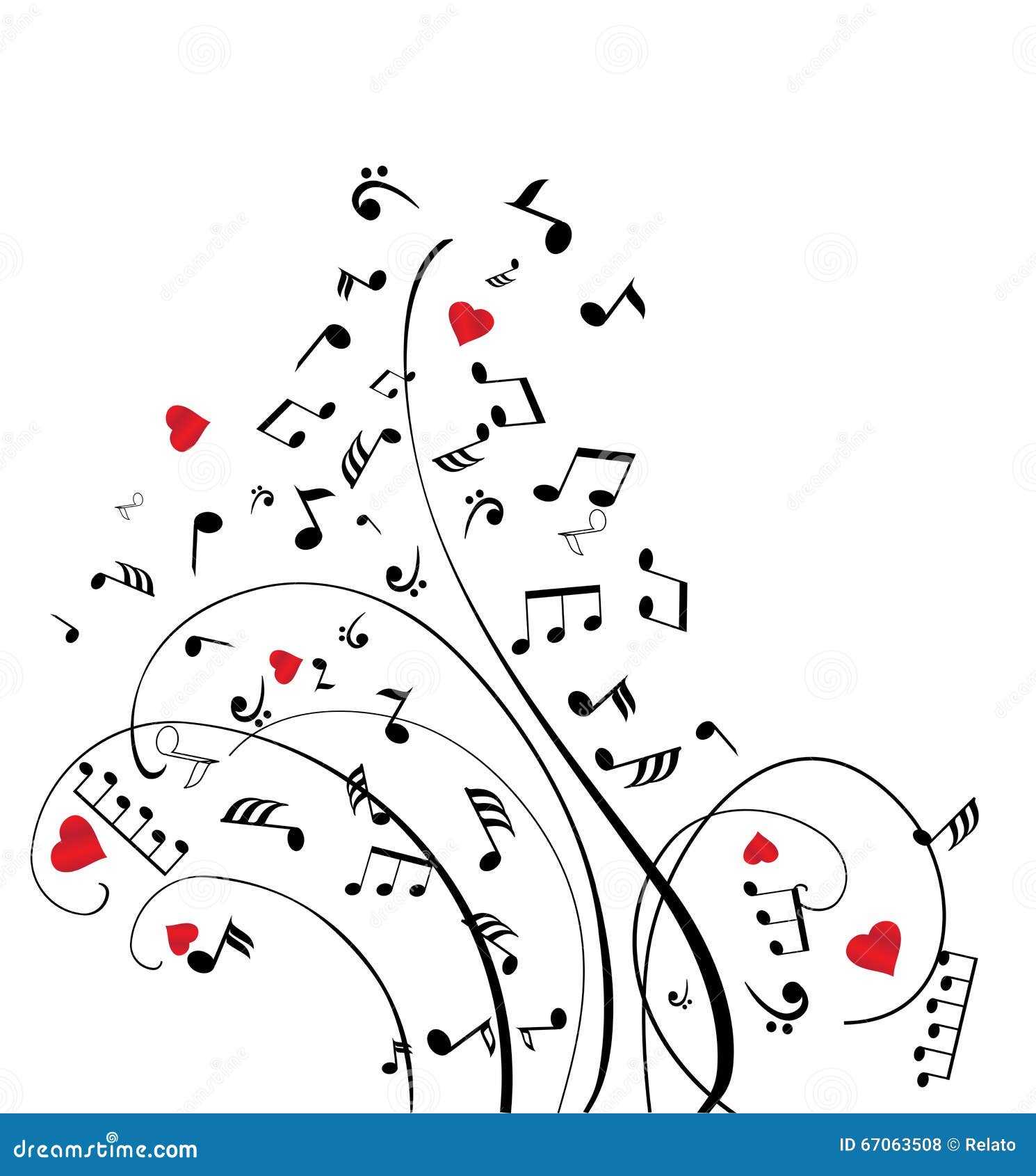 Corazones De Las Notas Musicales Ilustración del Vector - Ilustración ...