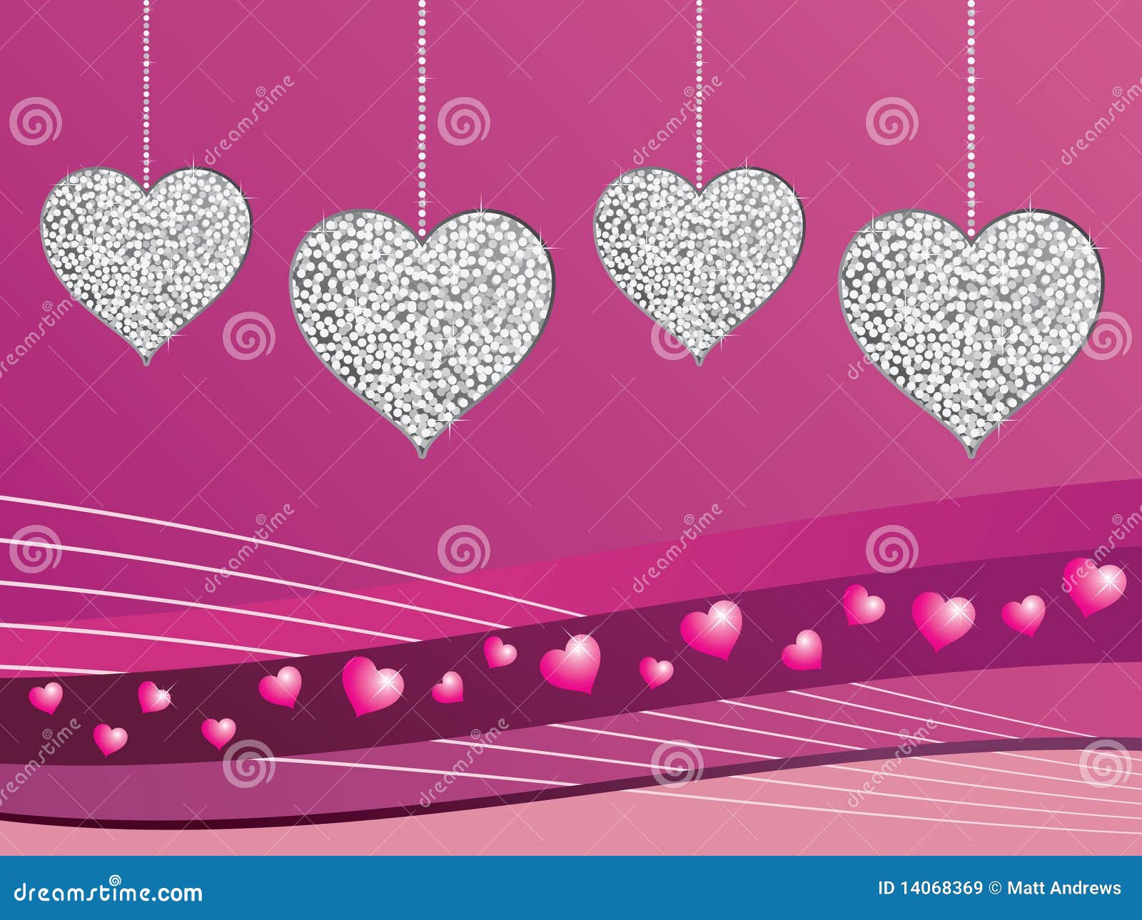 Corazones De Plata Del Amor Del Brillo Ilustración del Vector ...