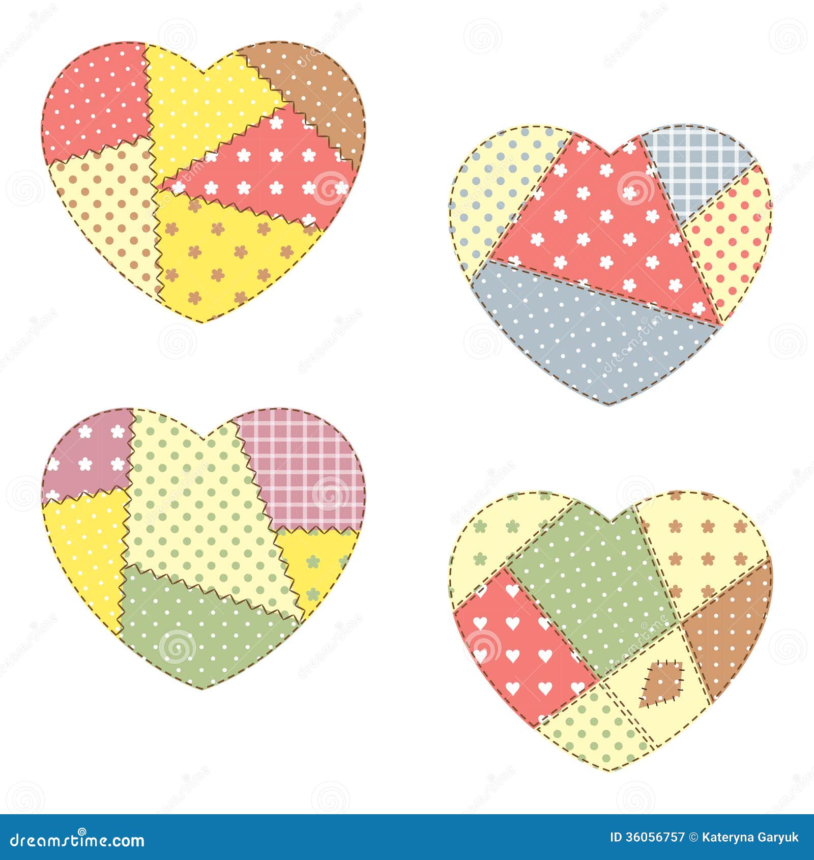 Corazones del remiendo ilustración del vector. Ilustración de handmade ...