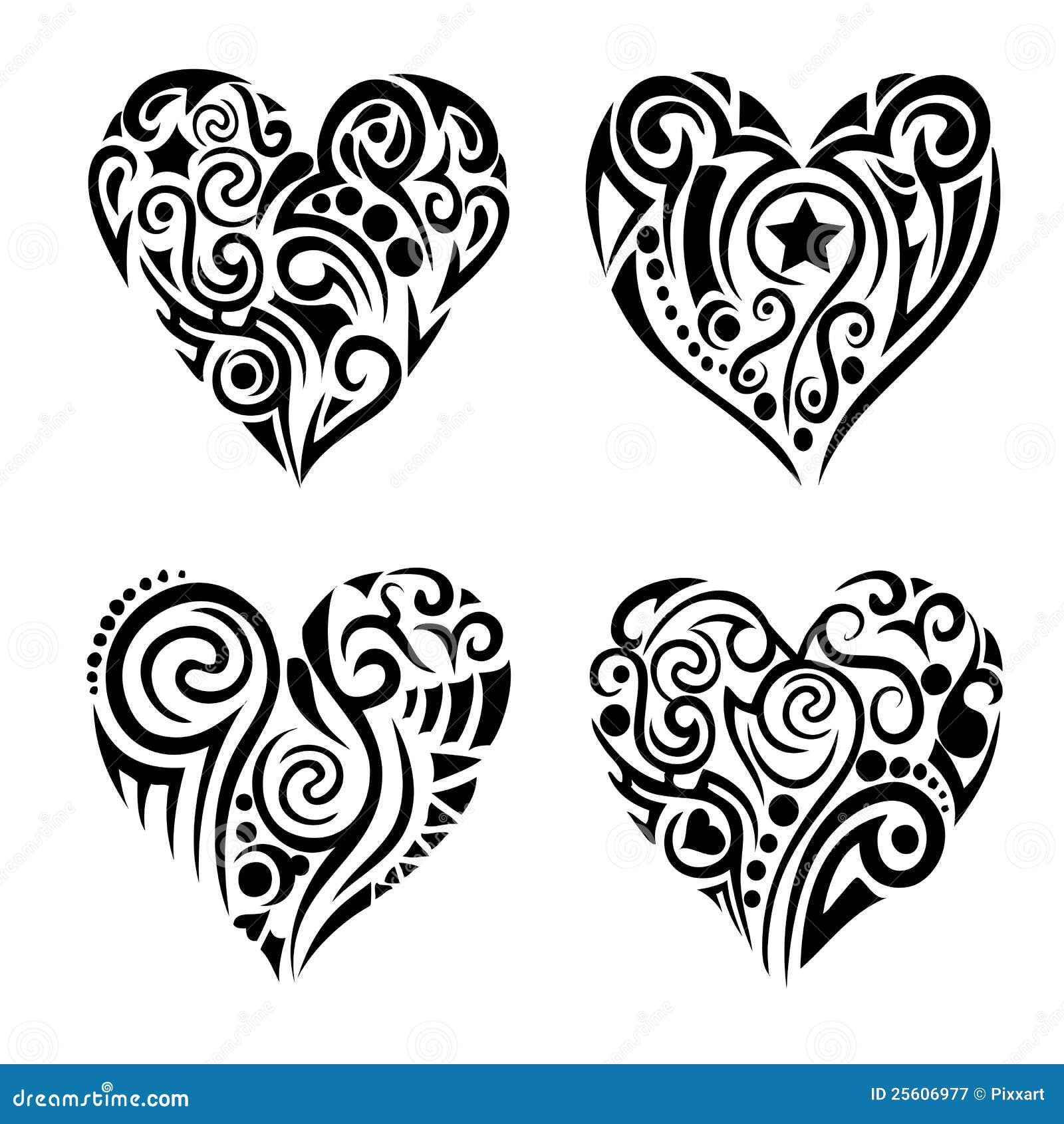 Corazones tribales ilustración del vector. Ilustración de elemento ...