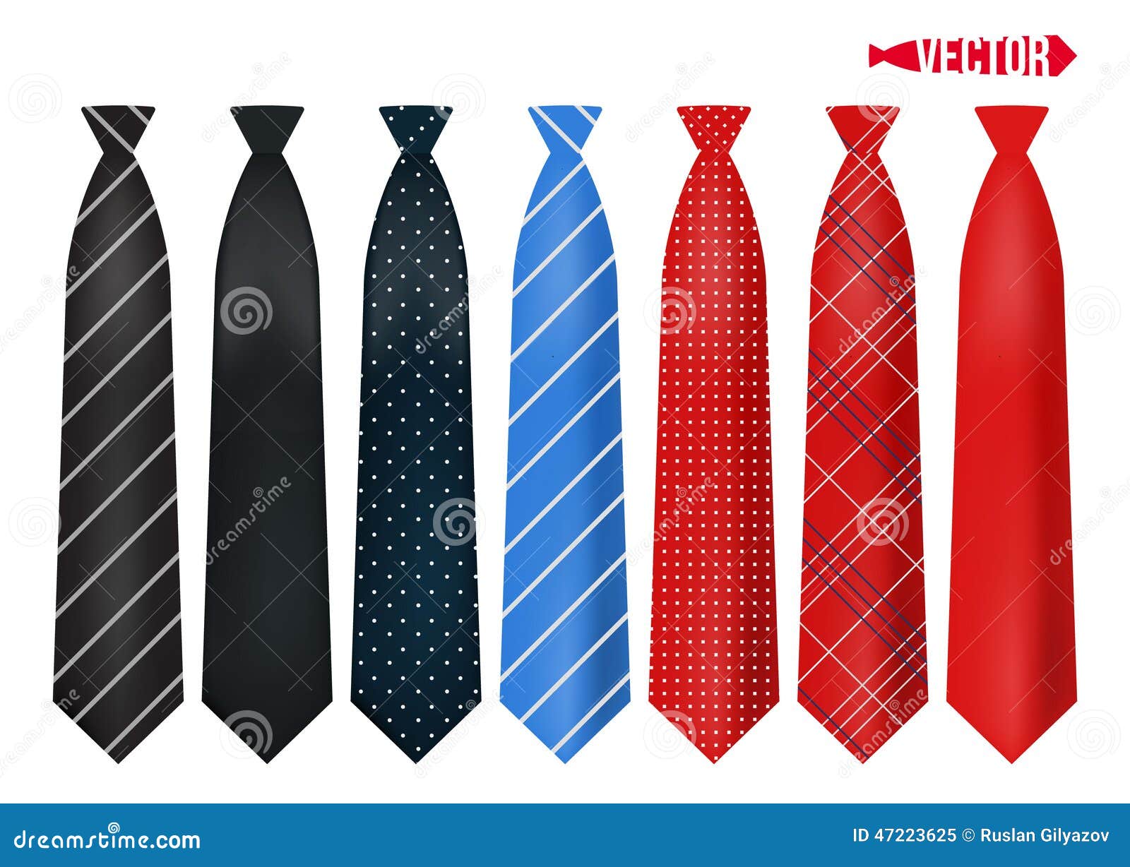 Corbatas Coloridas Realistas Determinadas Ilustración del Vector ...