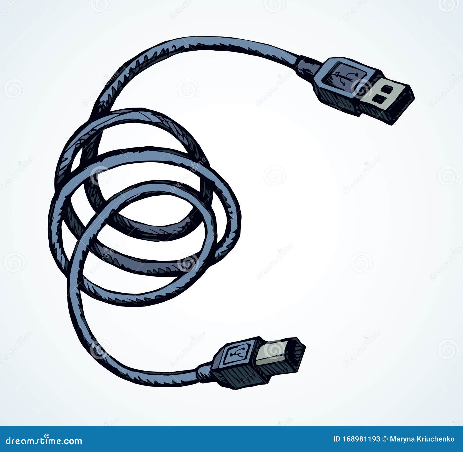 Cord for Charging the Phone. Vector Drawing Stock Vector - Illustration ...