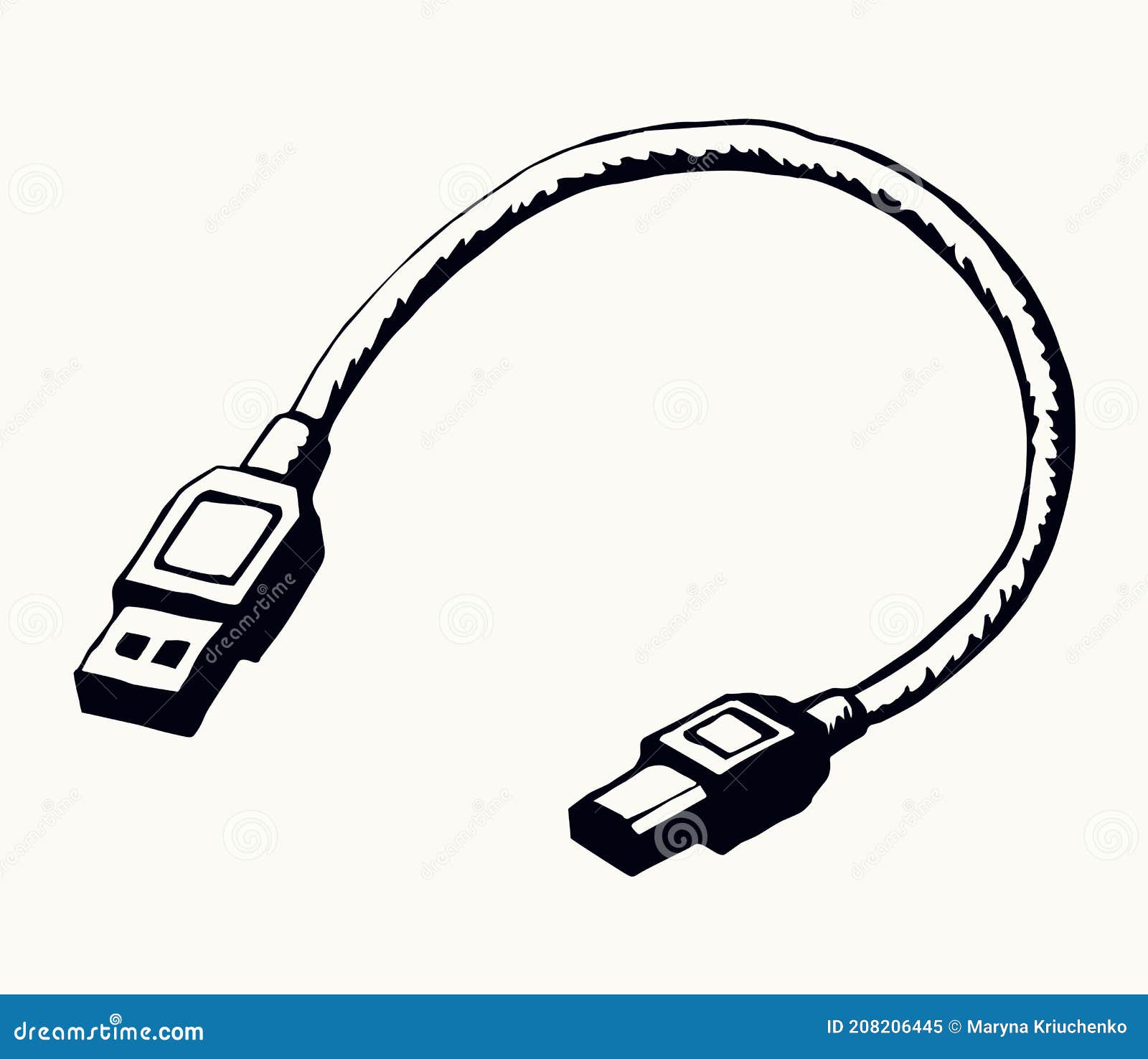 Cord for Charging the Phone. Vector Drawing Stock Vector - Illustration ...