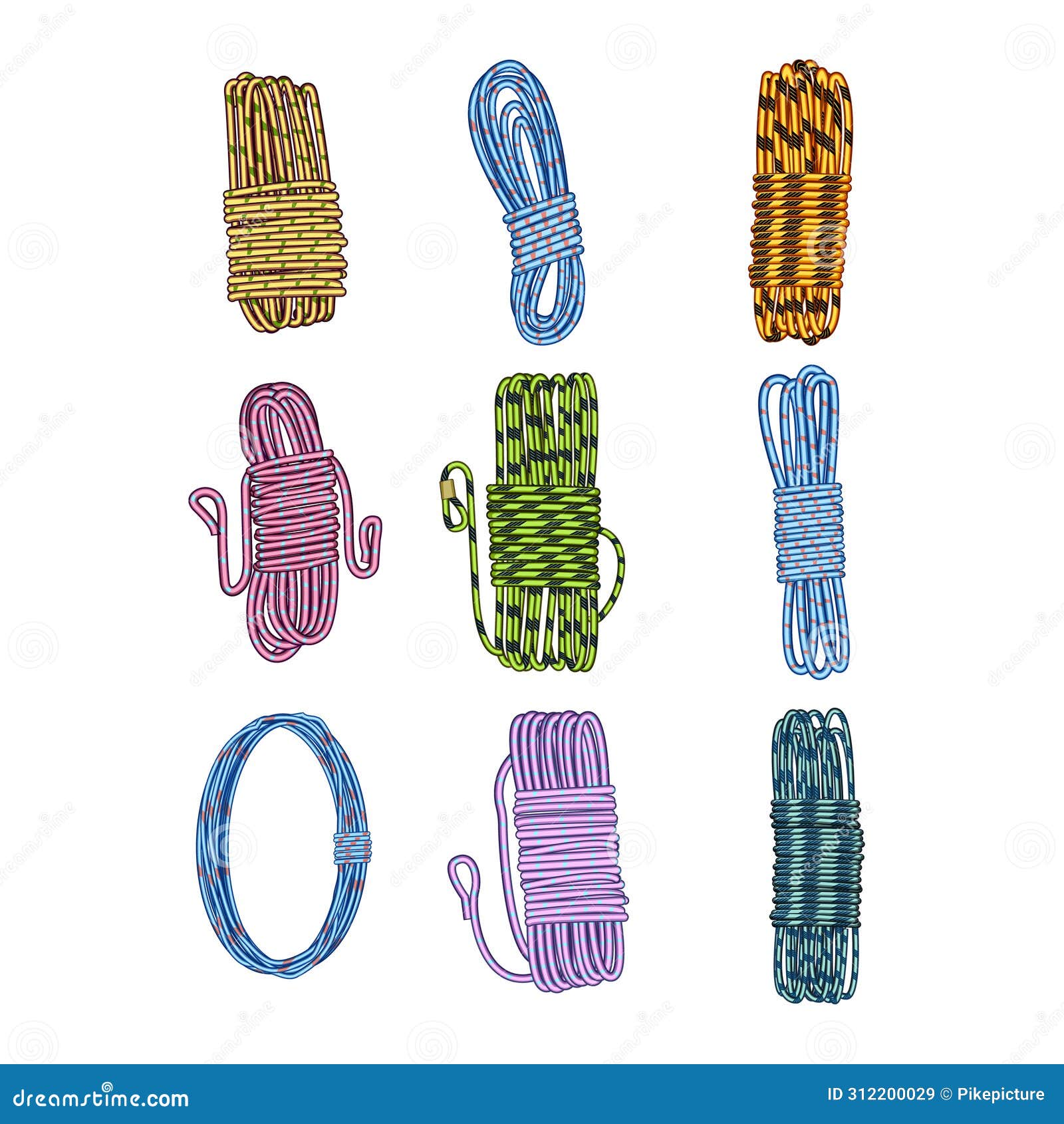 Cord Rope Set Cartoon Vector Illustration Stock Vector - Illustration ...
