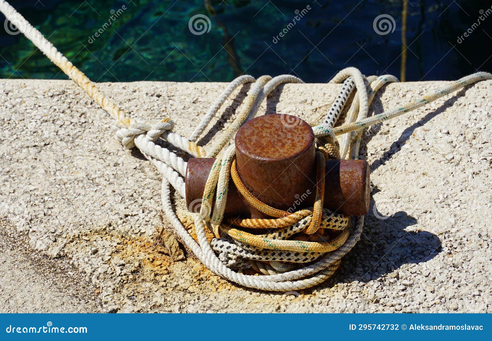 Cord and Rusty String on the Rusty Metal Holding on the Pier for ...